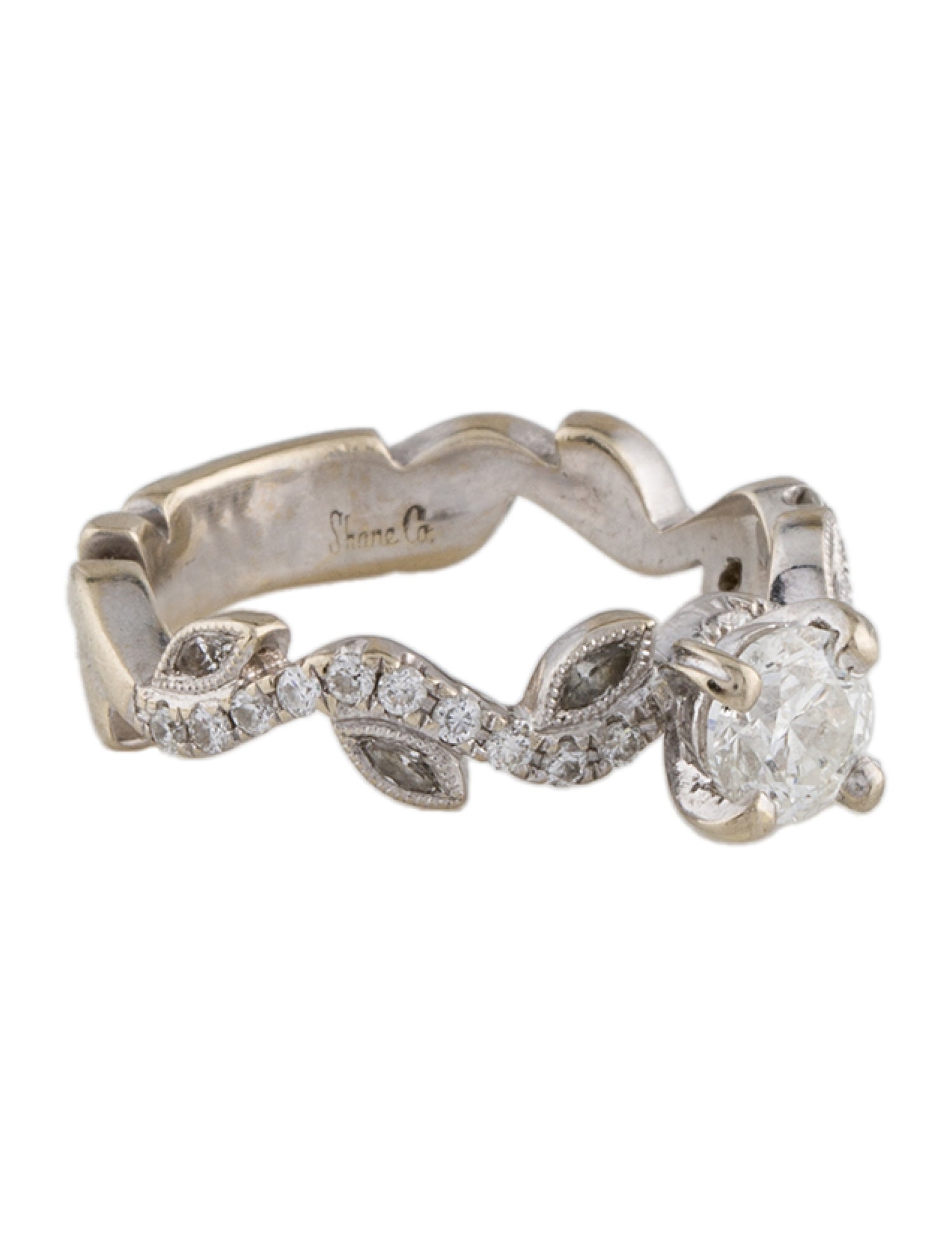 Ring Shane Co. Diamond Engagement Ring - Rhodium-Plated 14K White Gold ...