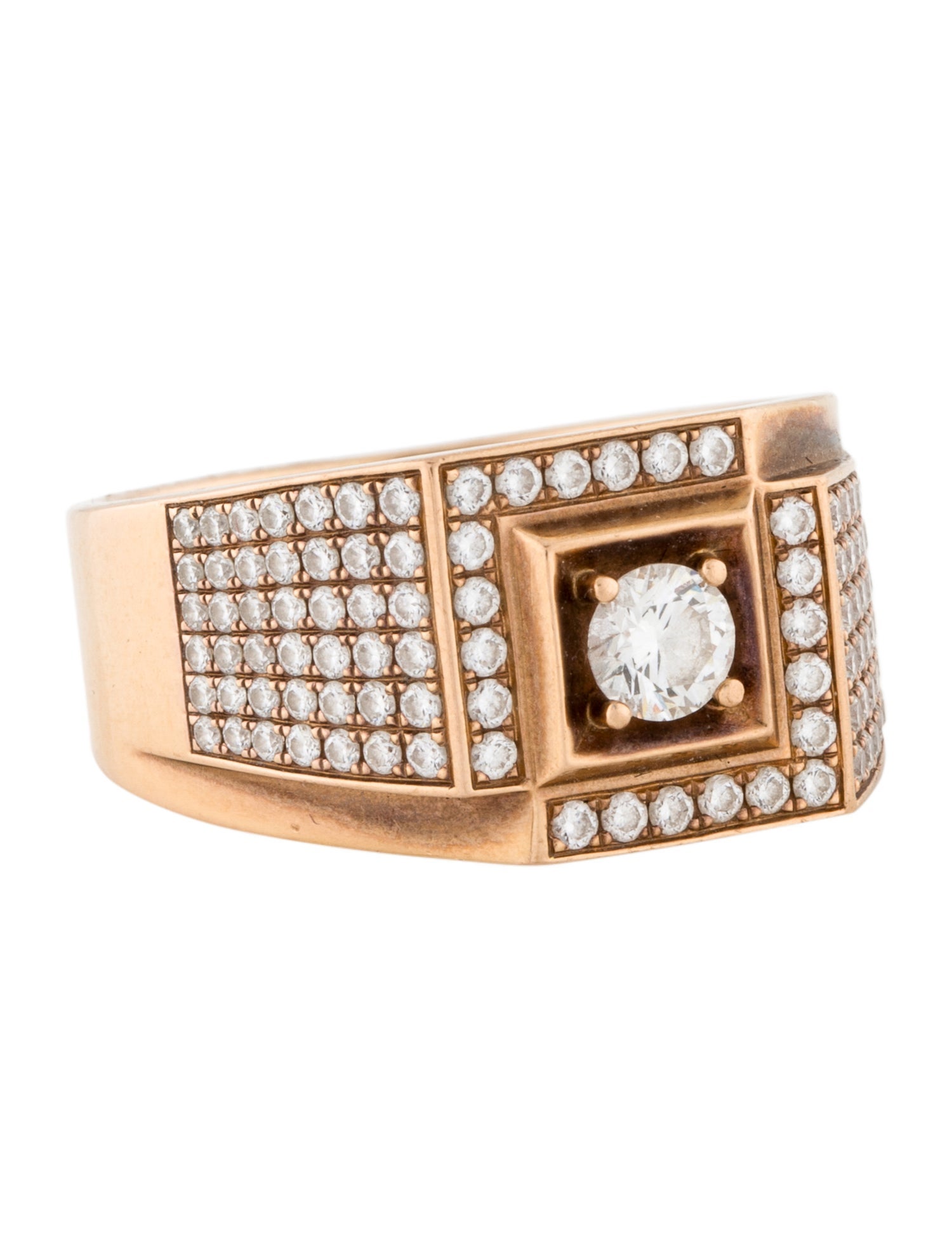 Ring 18K Diamond Signet Ring - 18K Rose Gold Signet Ring, Rings ...