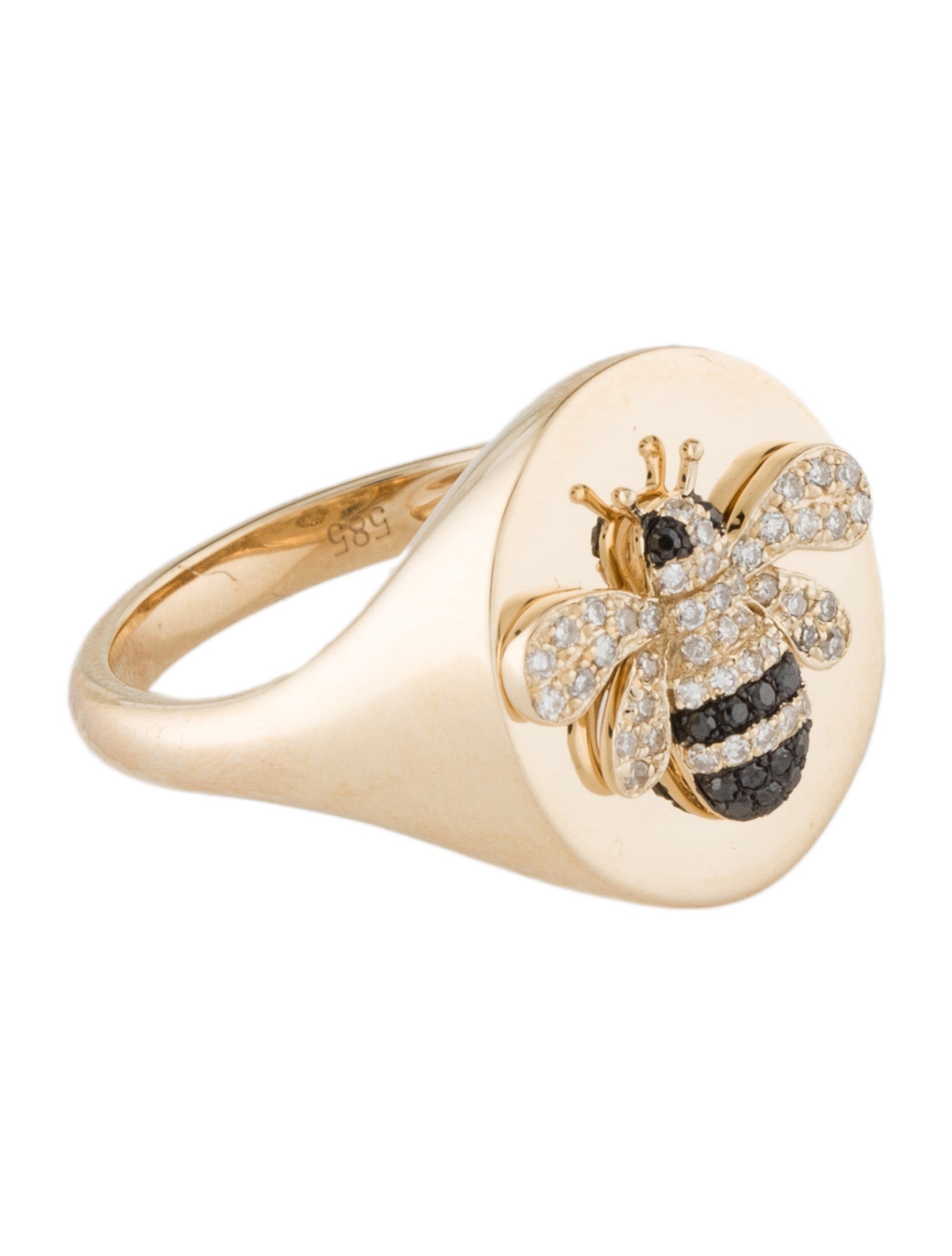 Ring 14K Diamond Bumble Bee Signet Ring - Signet Ring, Rings ...