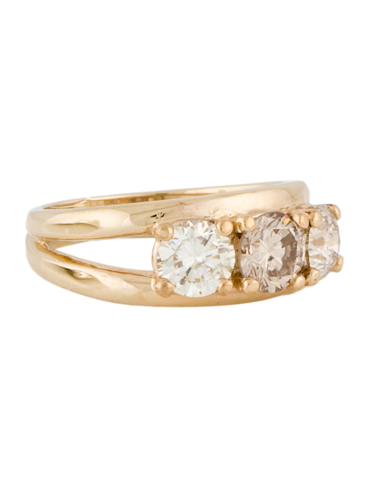 Ring 14K 1.59ctw Diamond Three-Stone Cocktail Ring - 14K Yellow Gold ...