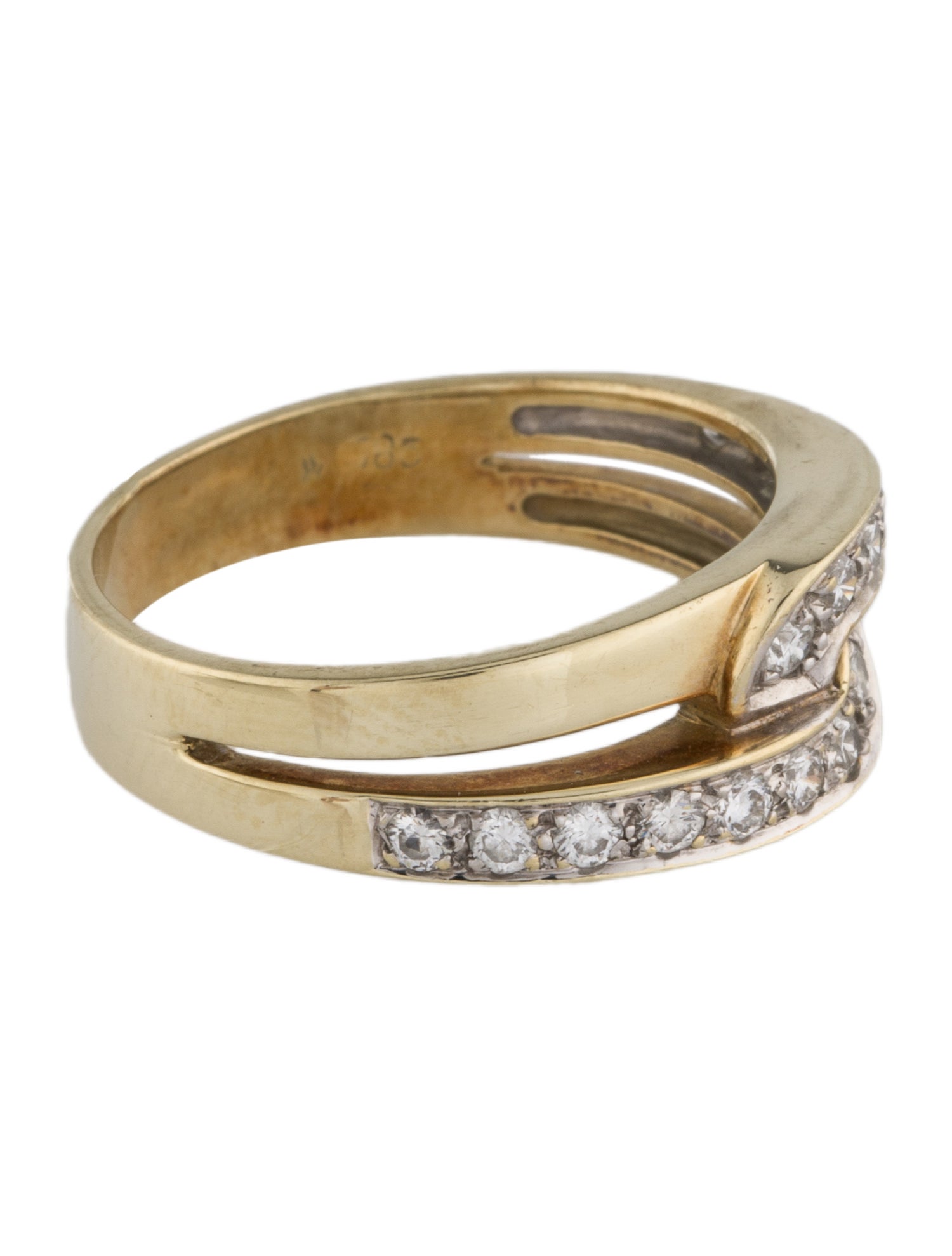 Ring 14K Diamond Interlocking Band - 14K Yellow Gold Band, Rings ...