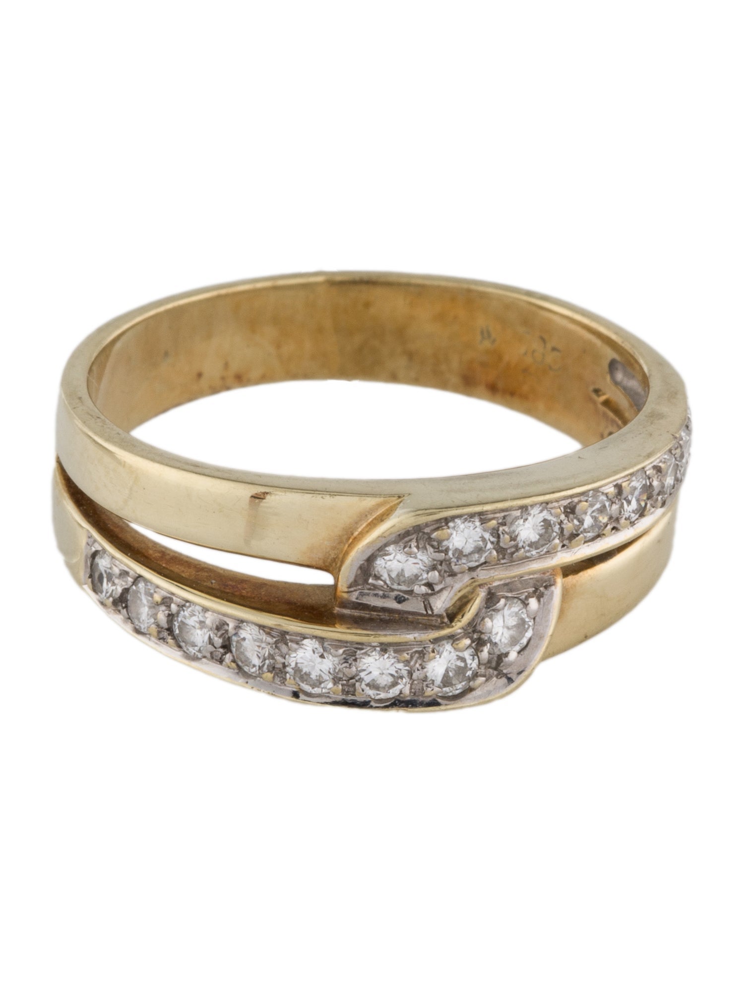 Ring 14K Diamond Interlocking Band - 14K Yellow Gold Band, Rings ...