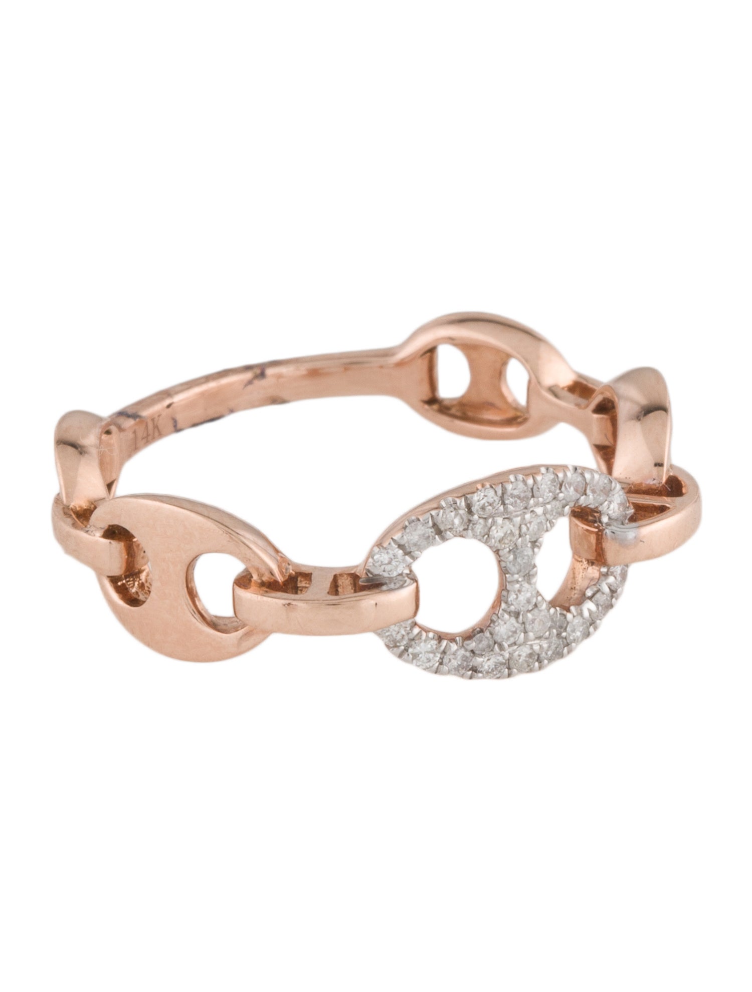 Ring 14K Diamond Mariner Link Band Ring - 14K Rose Gold Band, Rings ...