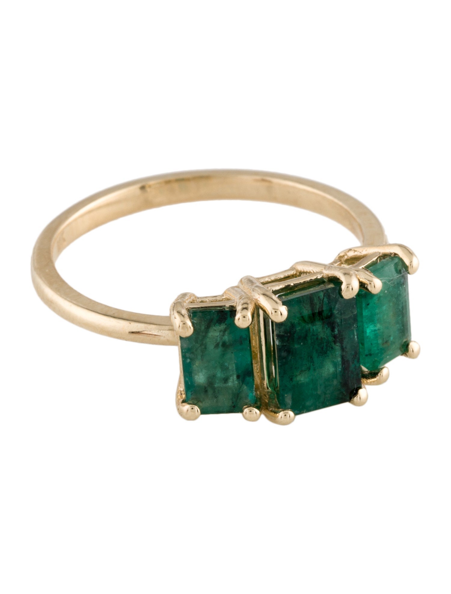 Ring 14K 1.63ctw Emerald Three Stone Cocktail Ring - 14K Yellow Gold ...