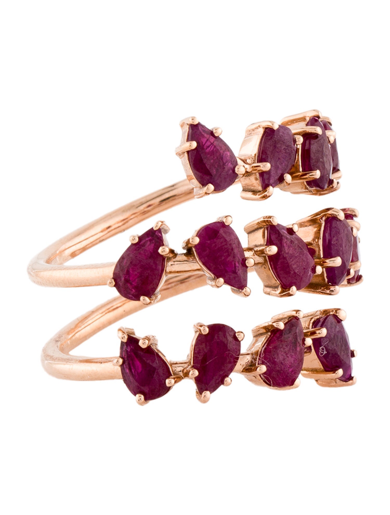 Ring 18K 2.69ctw Ruby Coil Cocktail Ring - 18K Rose Gold Cocktail Ring ...