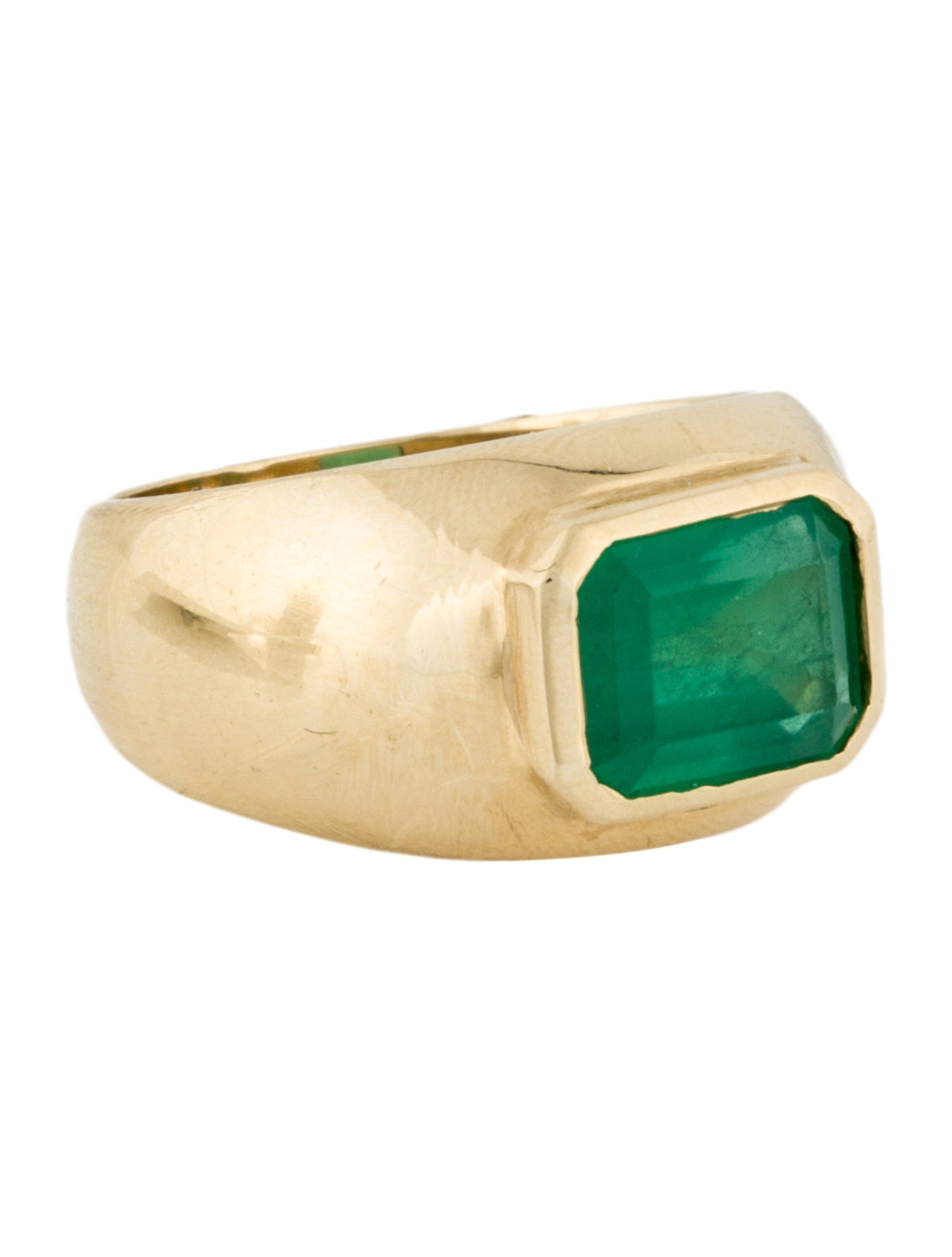 Ring 14K 3.45ct Emerald Signet Ring - 14K Yellow Gold Signet Ring, Rings - RRING300072 | The ...