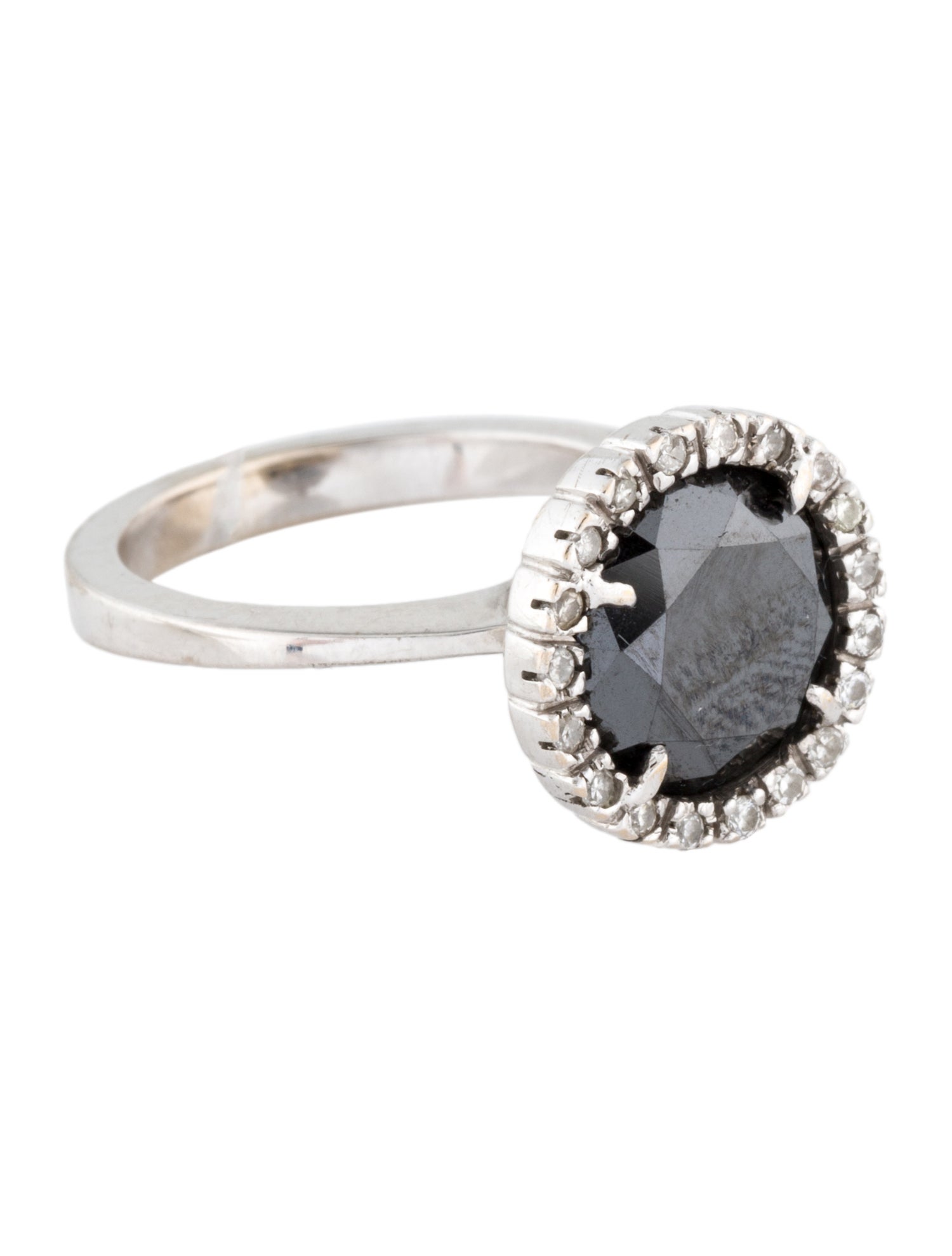 Ring 4.03ct Black Diamond Cocktail Ring - Rhodium-Plated 14K White Gold ...