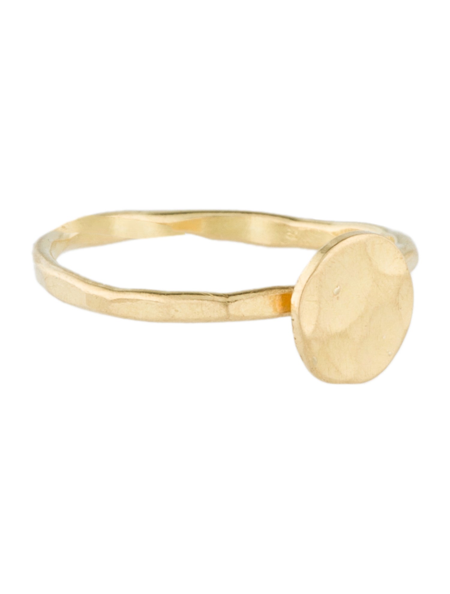 Ring 18K Hammered Disc Band - 18K Yellow Gold Band, Rings - RRING301165 ...