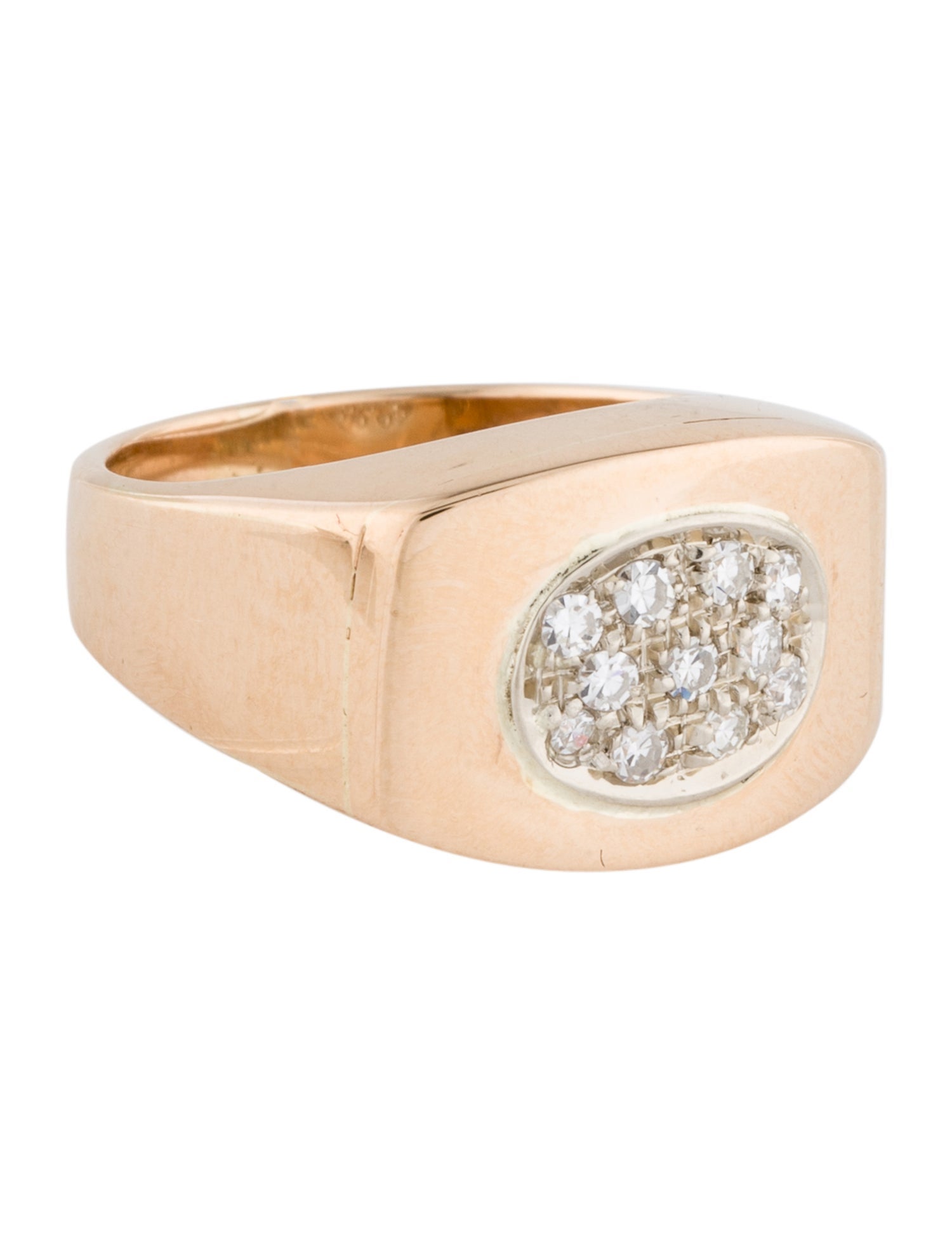 Ring 18K Diamond Pavé Signet Ring - 18K Yellow Gold Signet Ring, Rings ...