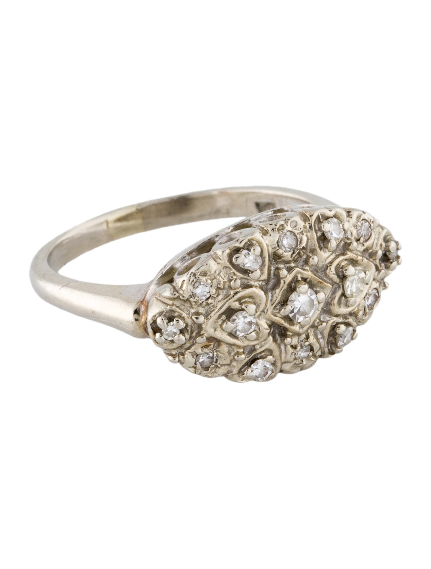 Ring 14K Diamond Cluster Cocktail Ring - 14K Yellow Gold Cocktail Ring ...
