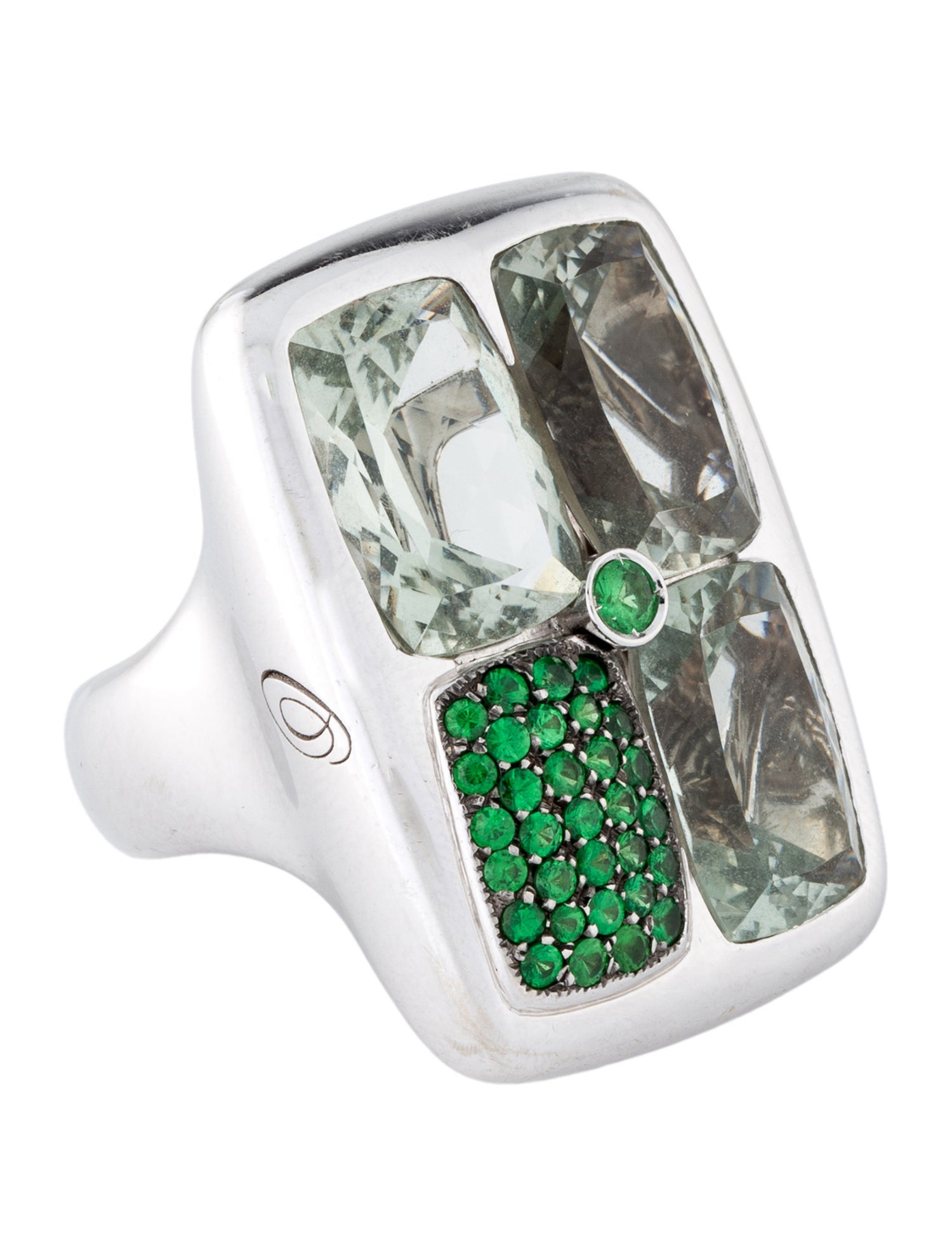 Ring Opera Omnia 18K Prasiolite & Tsavorite Garnet Cocktail Ring ...