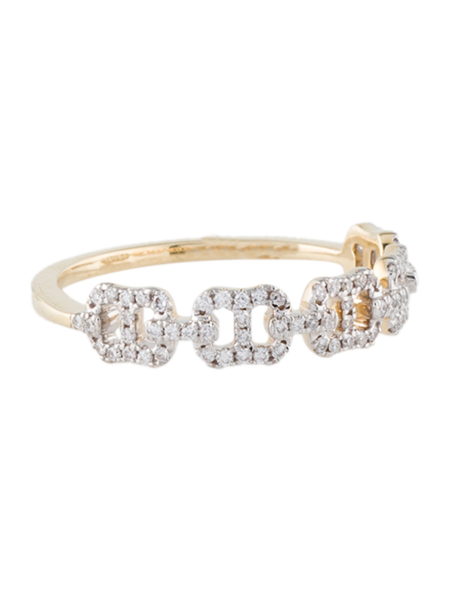 Ring 14K Diamond Two-Row Link Band Ring - 14K Rose Gold Band, Rings ...