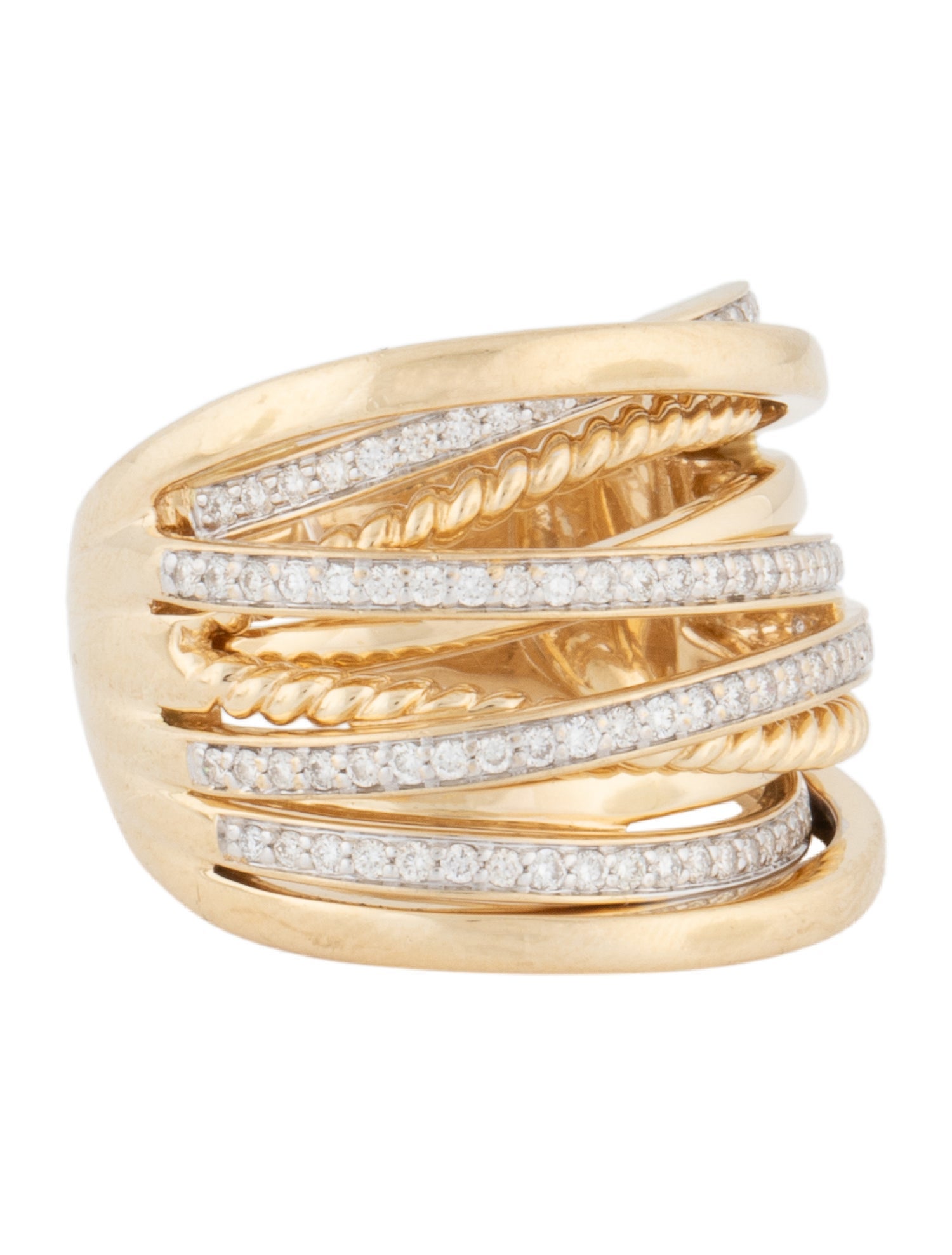 Ring Oro Alexander 14K Diamond Multirow Band - 14K Yellow Gold Band ...