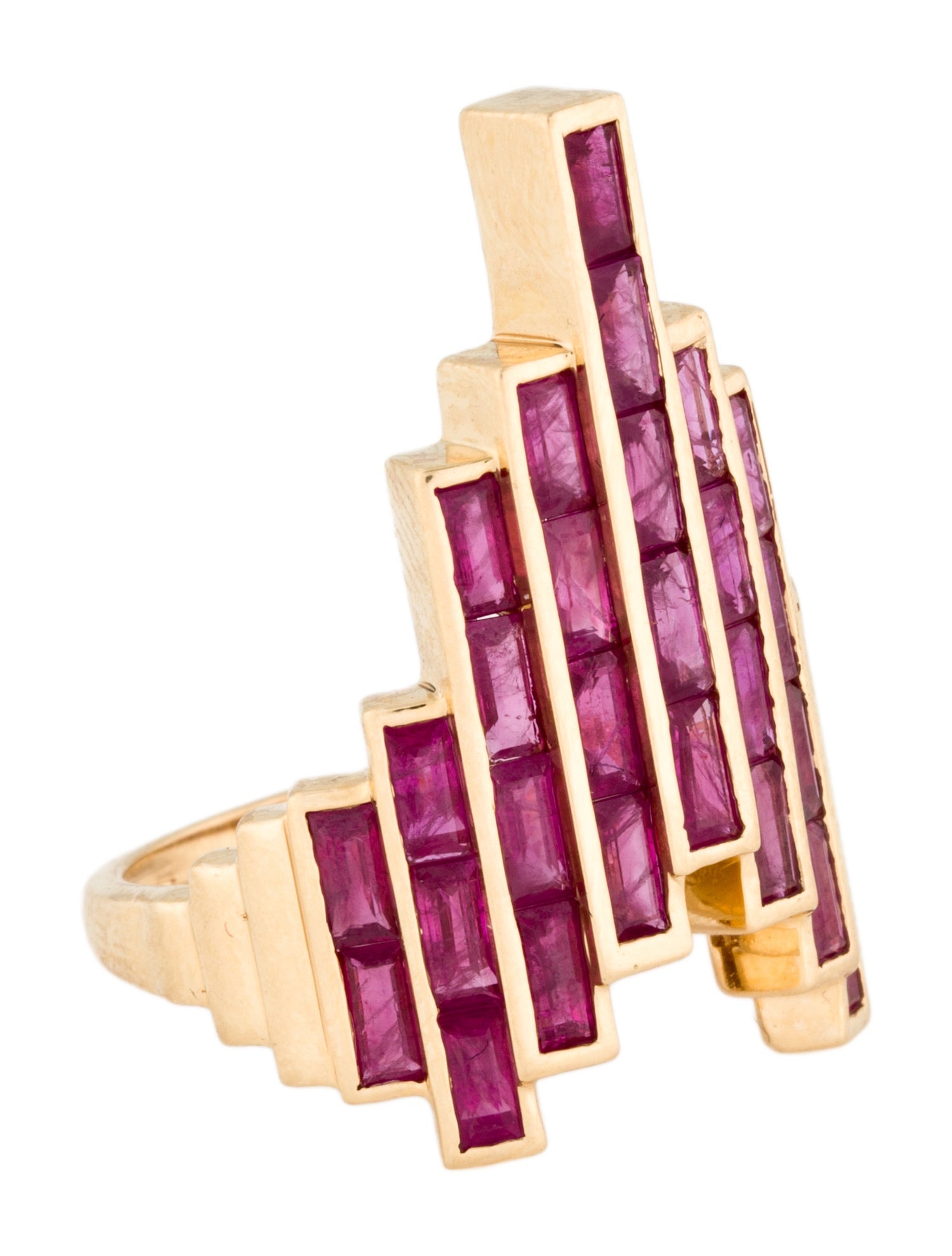 Ring 18K 4.28ctw Ruby Cocktail Ring - 18K Yellow Gold Cocktail Ring ...