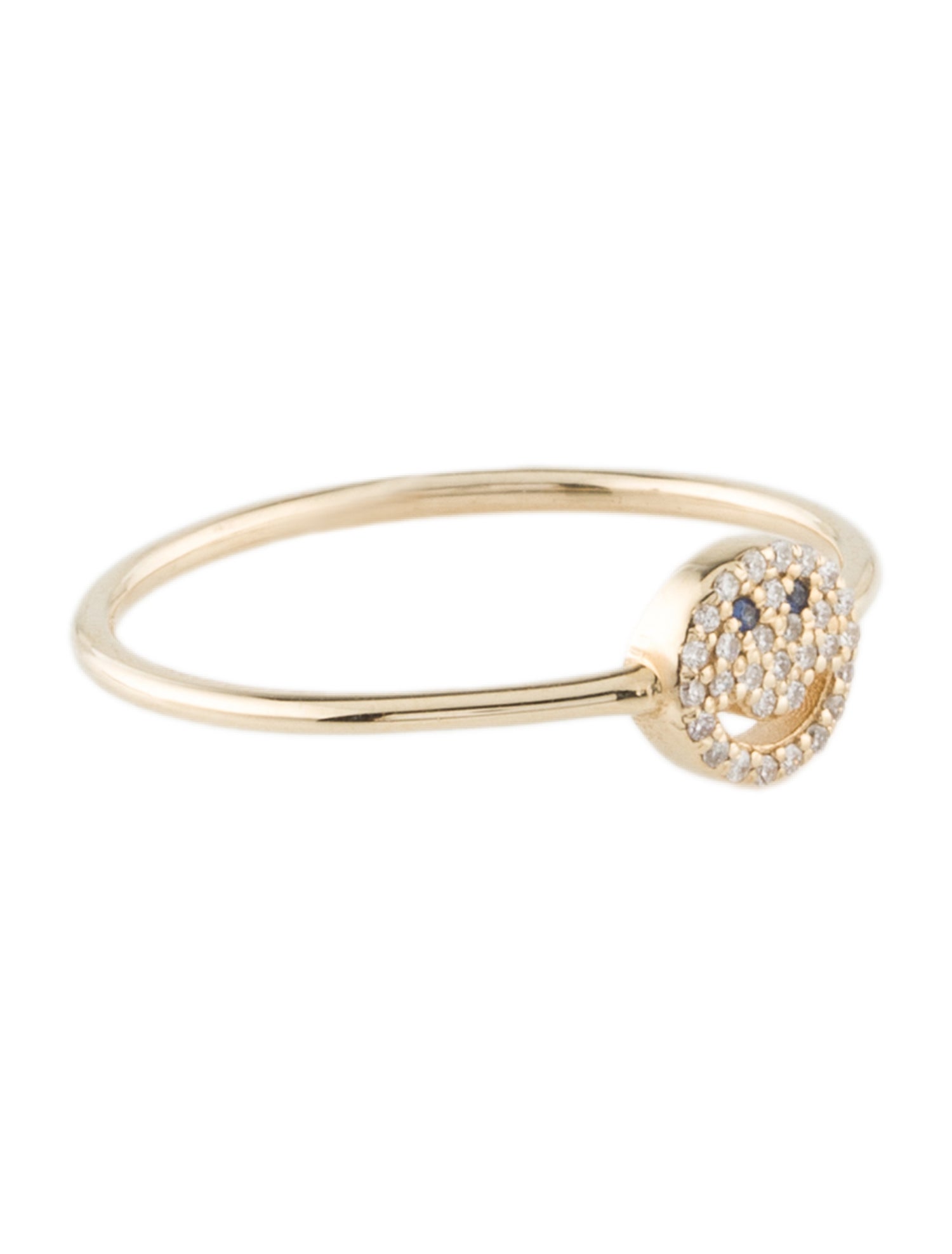 Ring 14K Diamond & Sapphire Smiley Face Cocktail Ring - 14K Yellow Gold Cocktail Ring, Rings ...