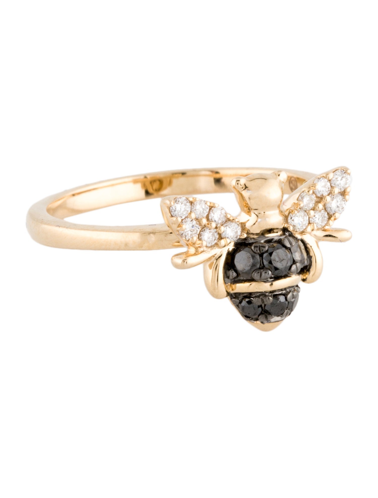 Ring 14K Diamond Bee Ring w/ Tags - 14K Yellow Gold Cocktail Ring ...