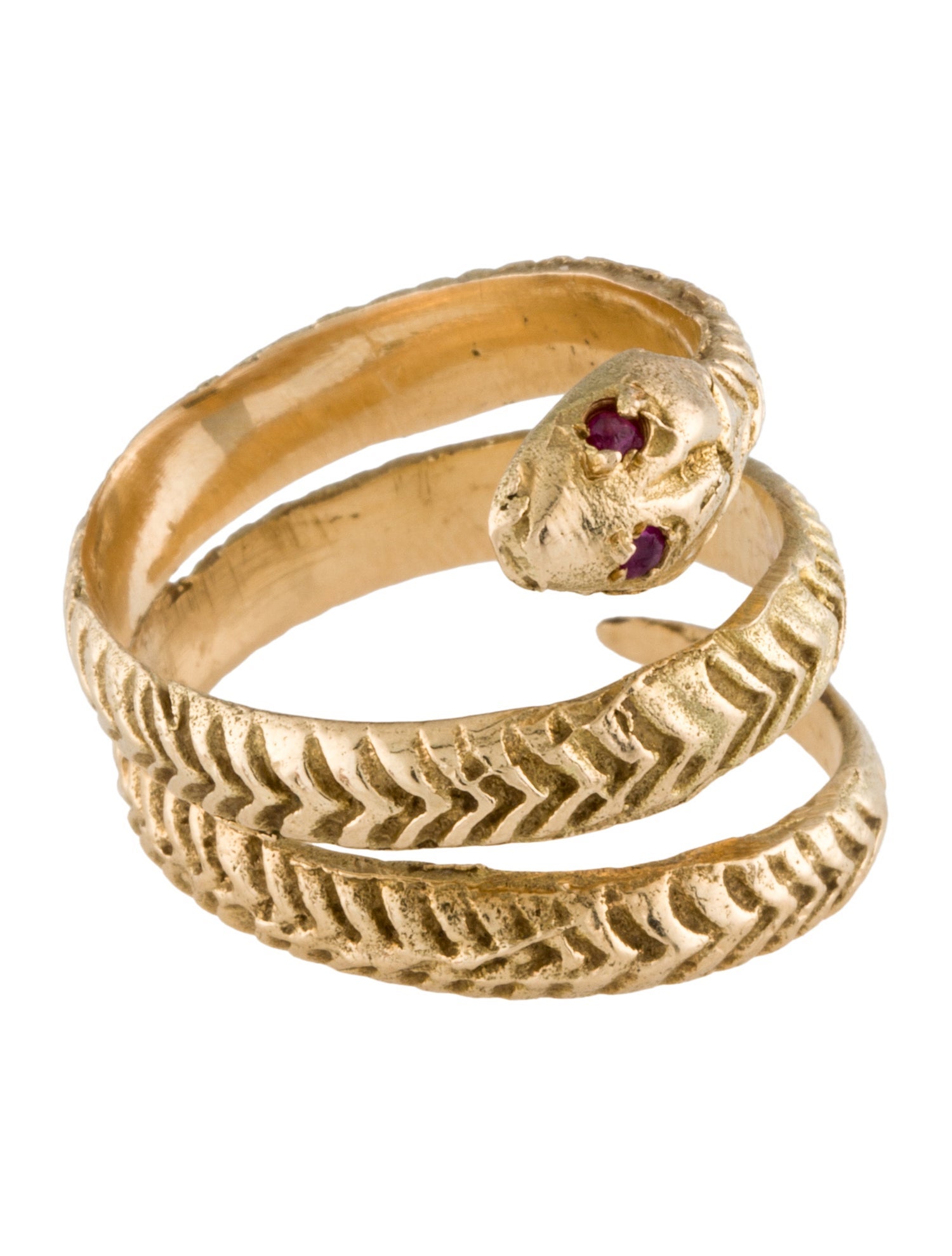 Ring 14K Ruby Snake Wrap-Around Band Ring - 14K Yellow Gold Band, Rings ...