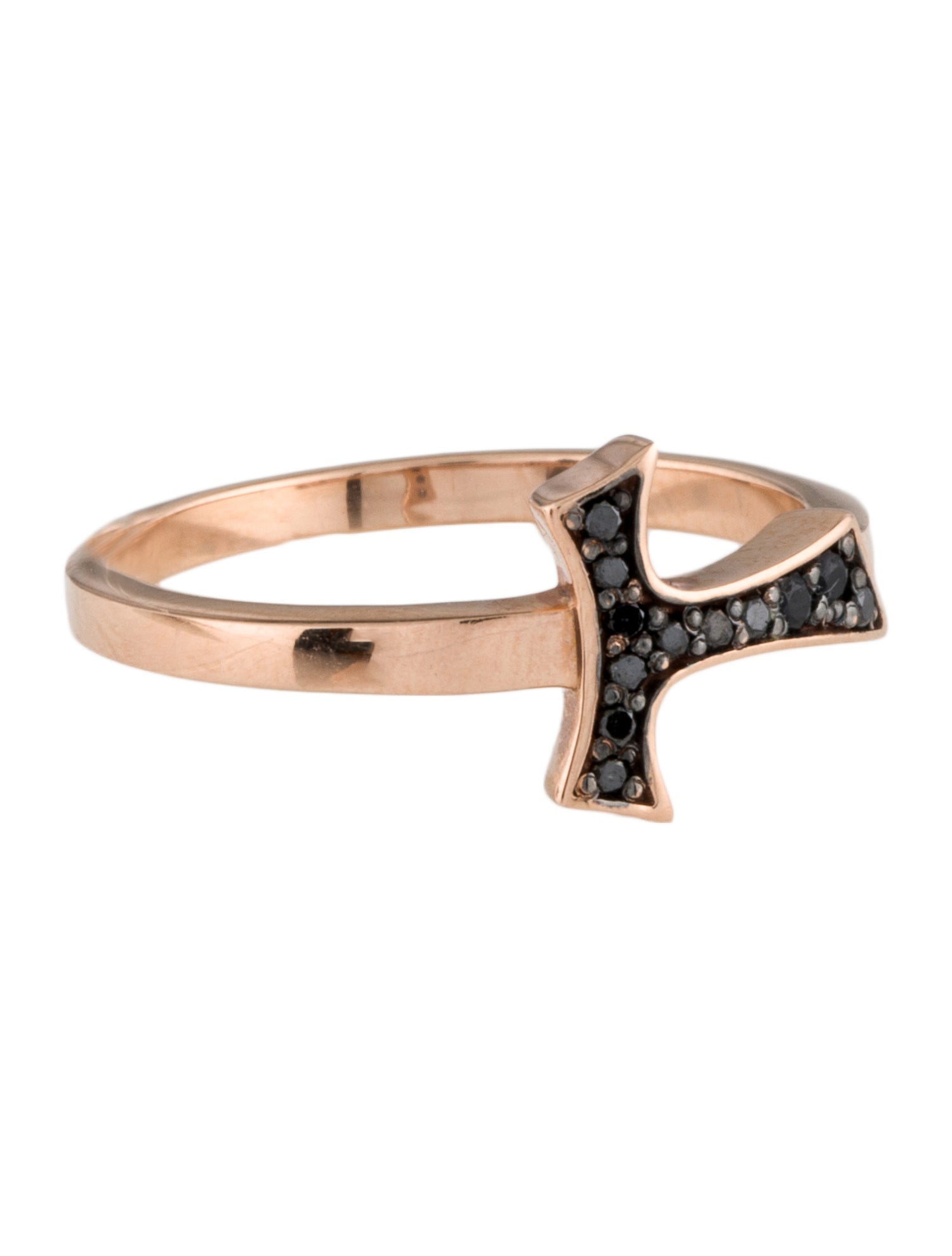 Ring Humilis 18K Spinel & Diamond Canticum Franciscan Sign Tau Cross Band Ring - 18K Rose Gold ...