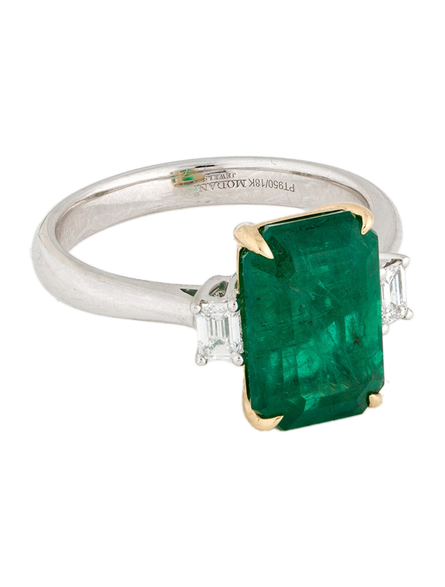 Ring Modani Jewels Platinum 4.54ct Emerald & Diamond Cocktail Ring ...