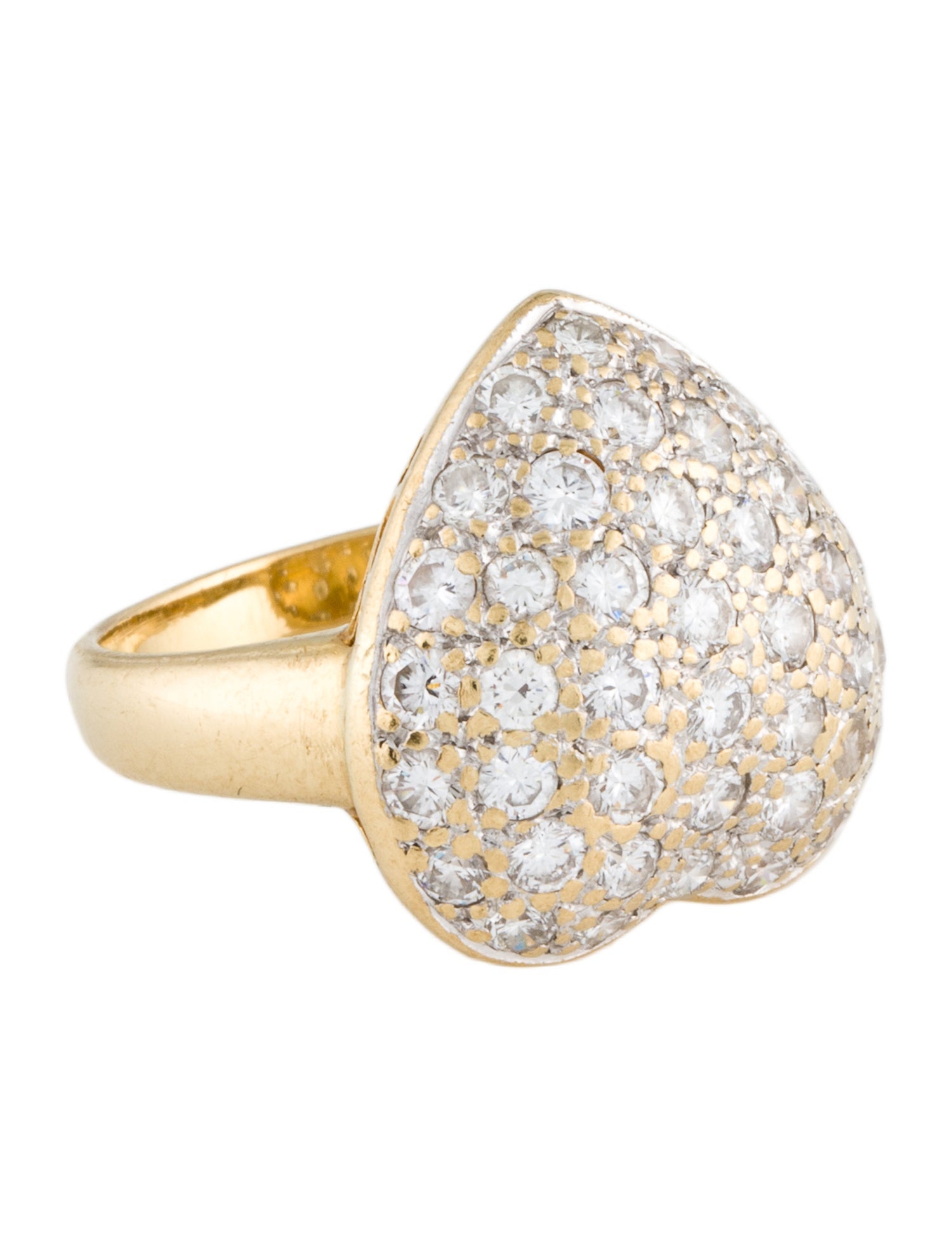 Ring 18K 2.28ctw Diamond Heart Cocktail Ring - 18K Yellow Gold Cocktail ...