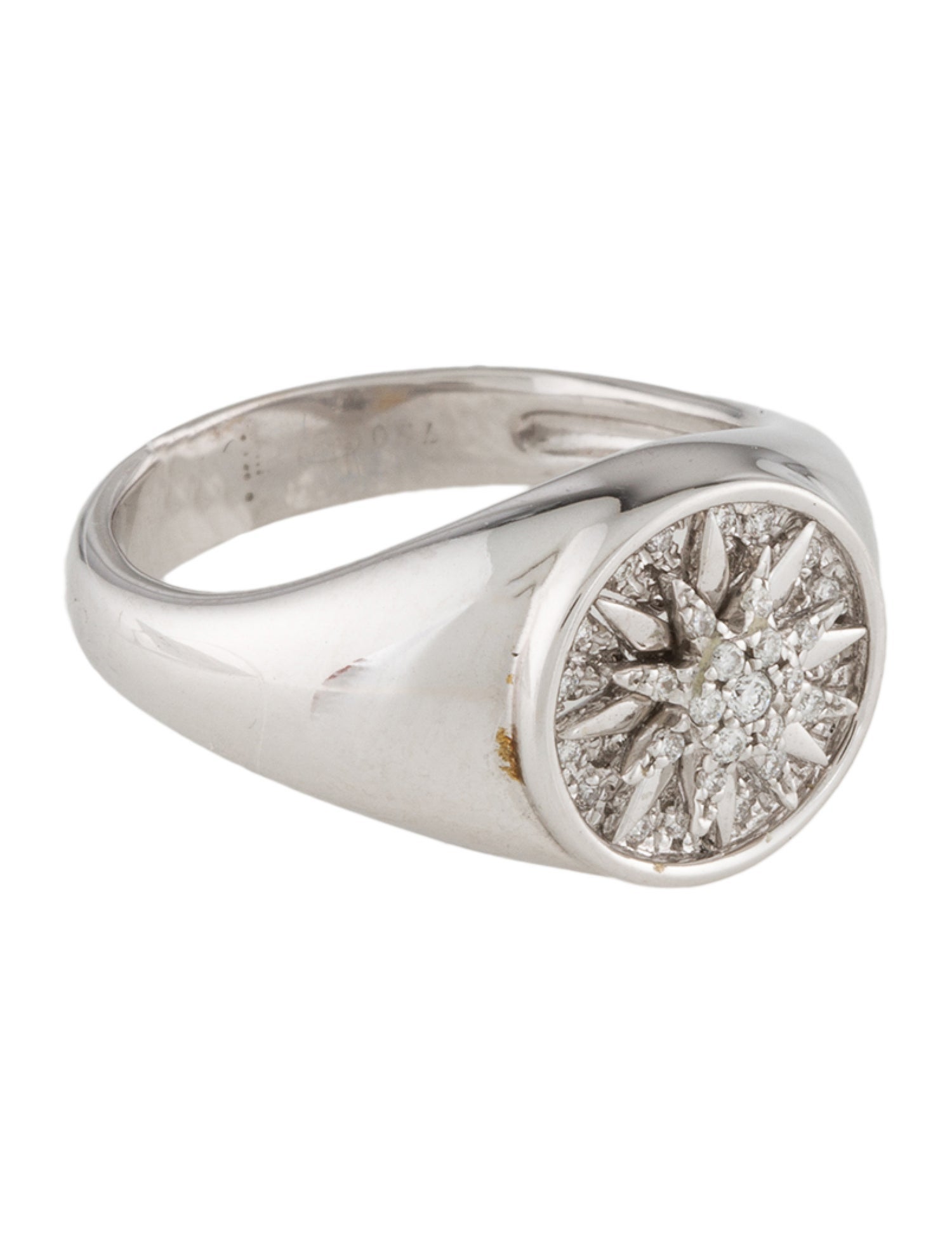 Ring 18K Diamond Star Signet Ring - Signet Ring, Rings - RRING313755 ...