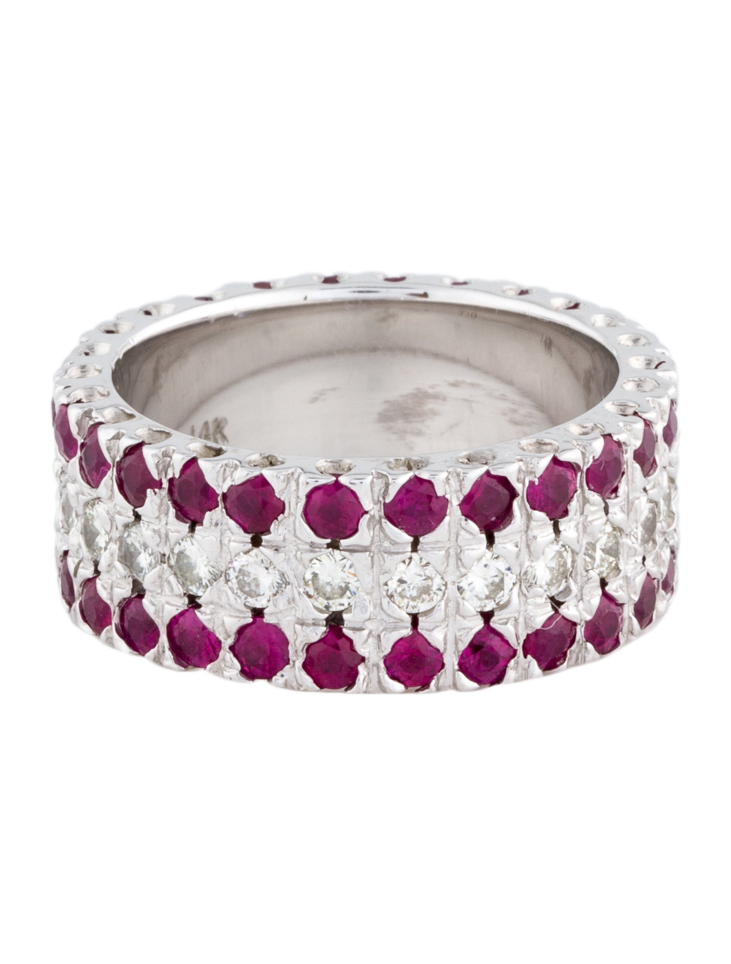 Ring 14K 2.54ctw Ruby & Diamond Eternity Ring - Rhodium-Plated 14K ...