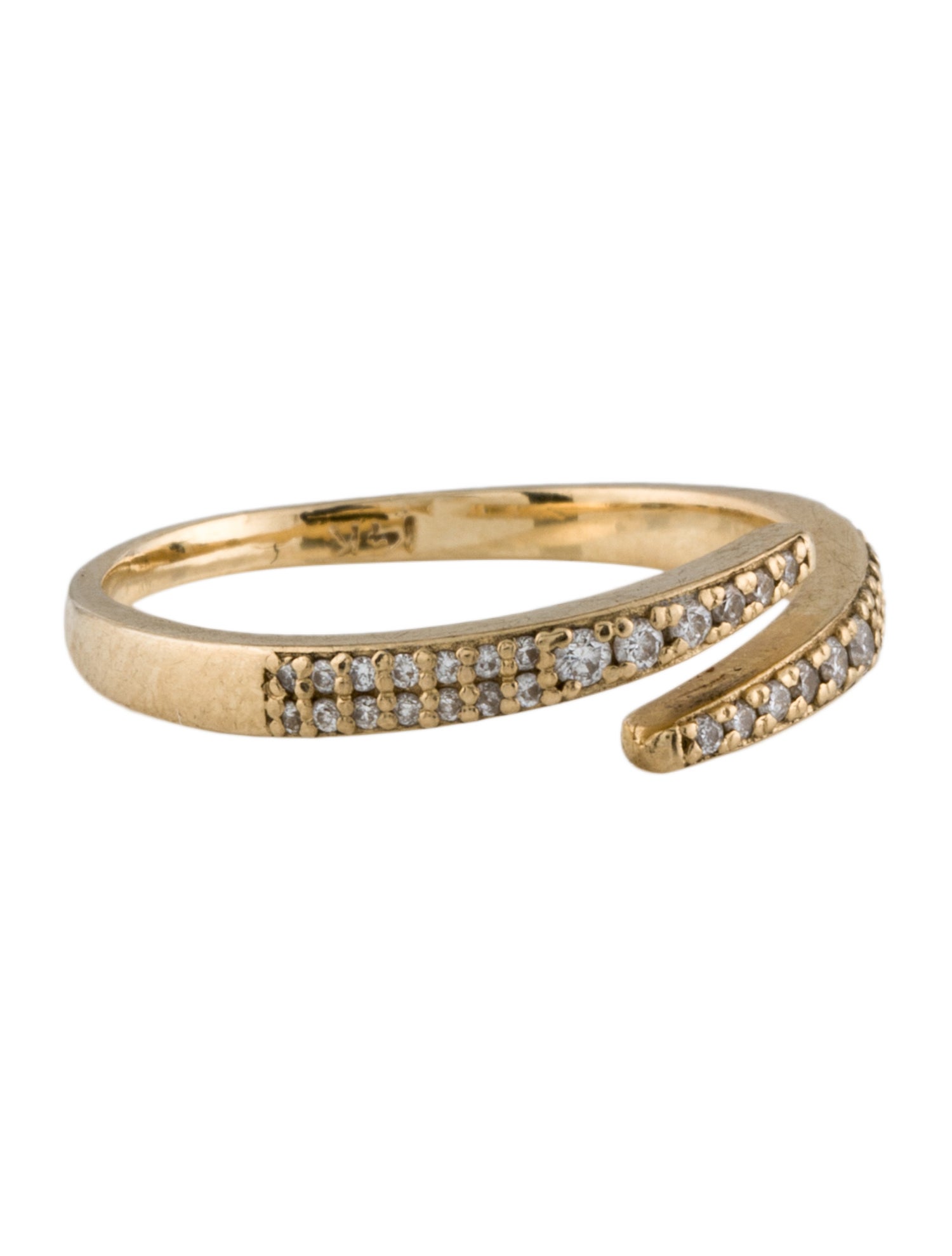 Ring 14K Diamond Three-Row Band Ring - 14K Yellow Gold Band, Rings ...