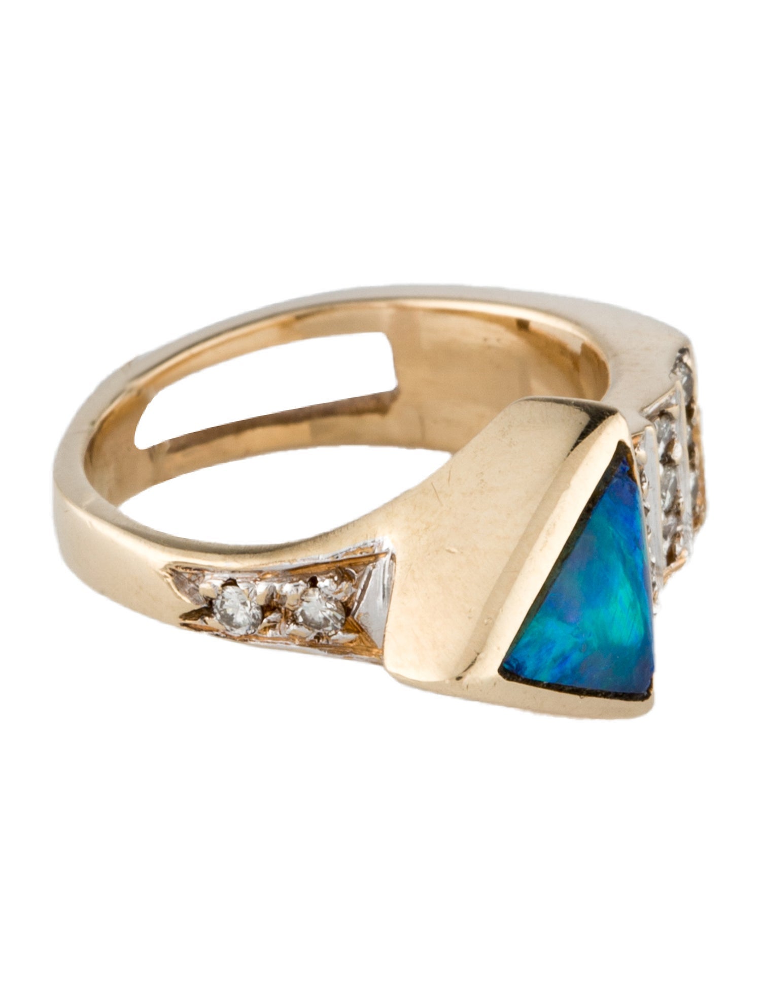 Ring 14K Opal & Diamond Cocktail Ring - 14K Yellow Gold Cocktail Ring ...