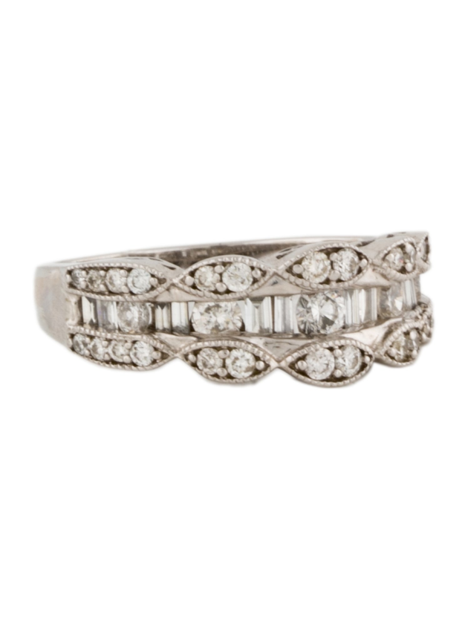 Ring Kallati 14K Diamond Sculpted Band Ring - 14K White Gold Band ...