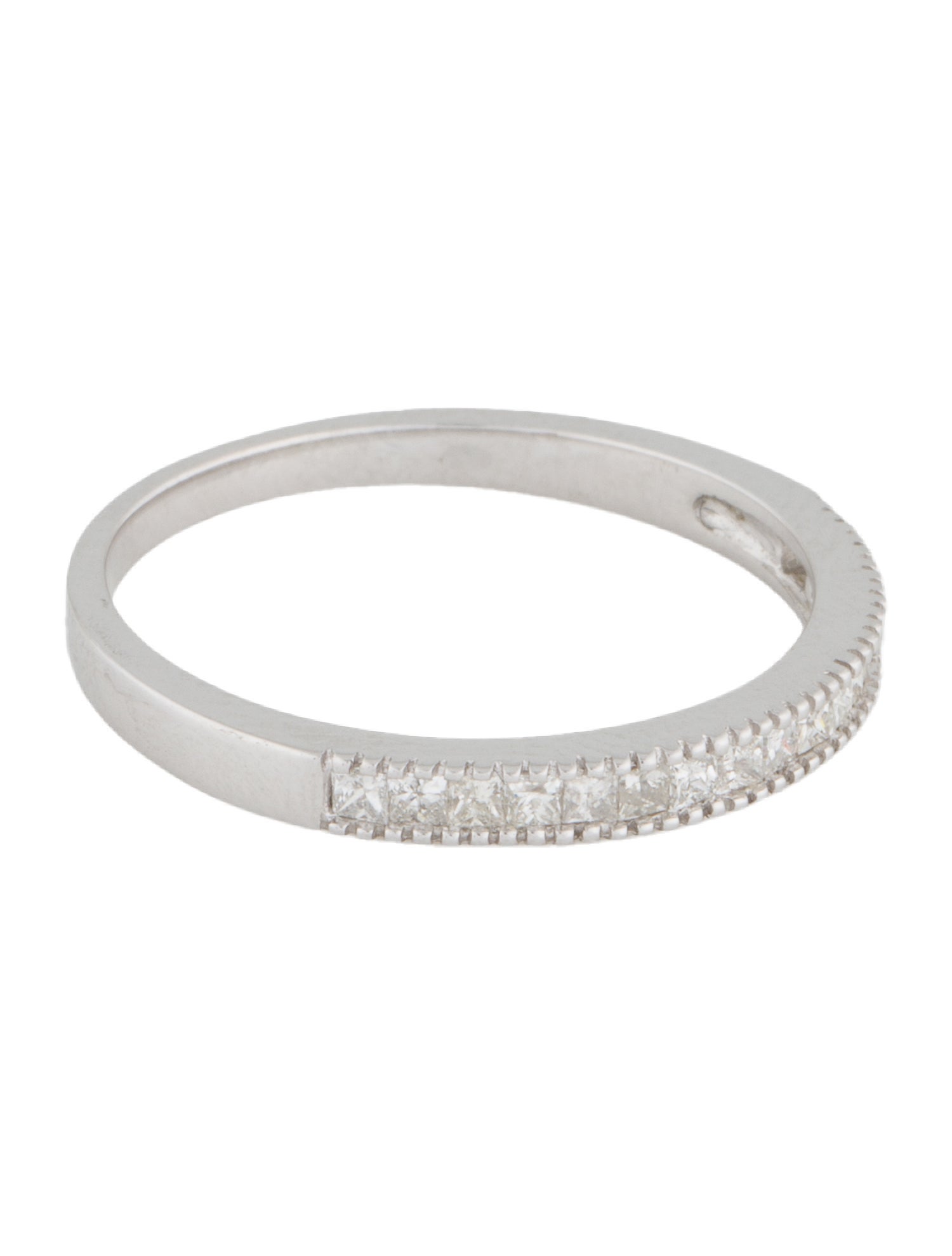 Ring 14K Diamond Wedding Band - Rhodium-Plated 14K White Gold Band ...