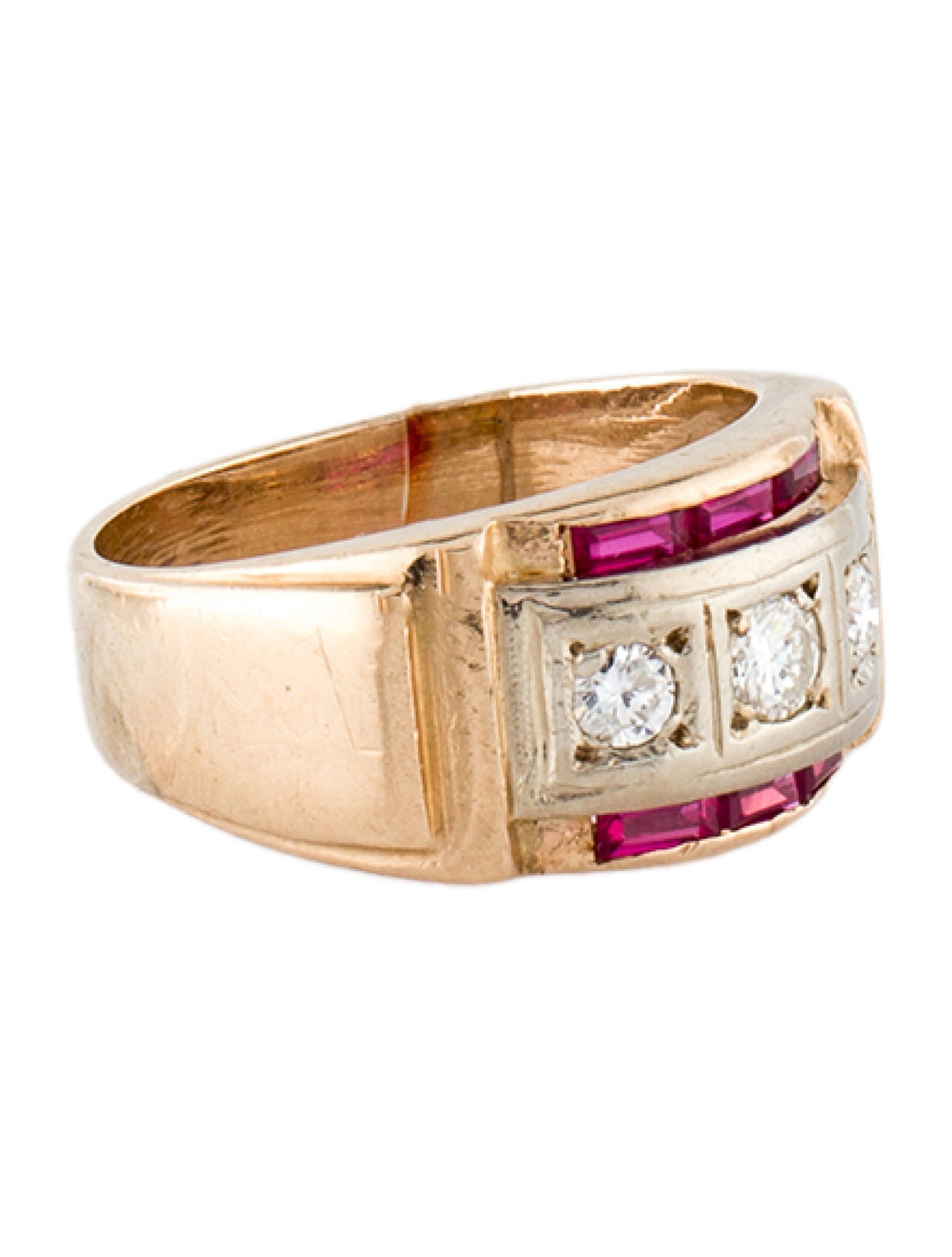 Ring 14K Diamond Flex Curb Band - Rhodium-Plated 14K White Gold Band ...