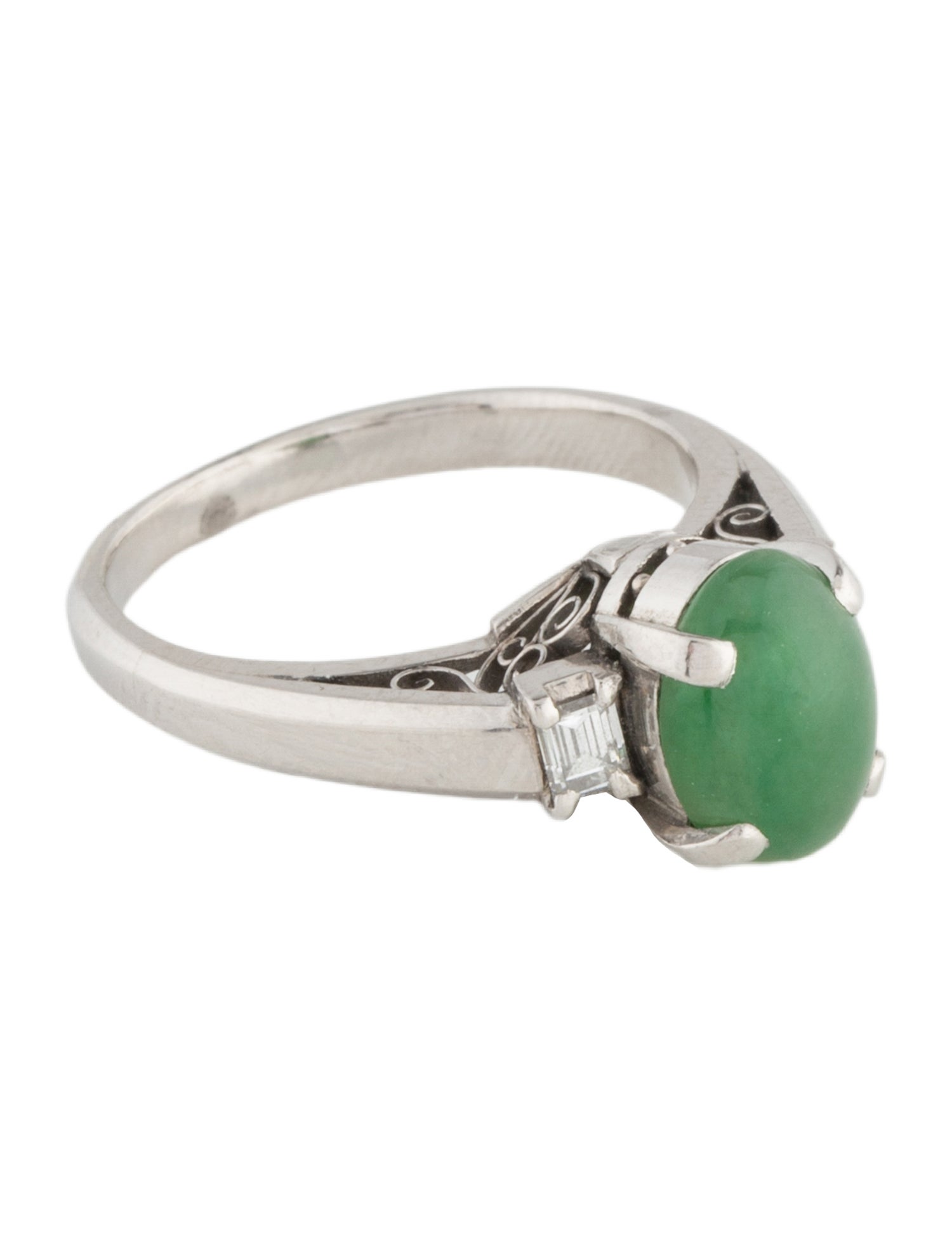 Ring Platinum 2.16ctw Jadeite & Diamond Cocktail Ring - 900 Platinum ...