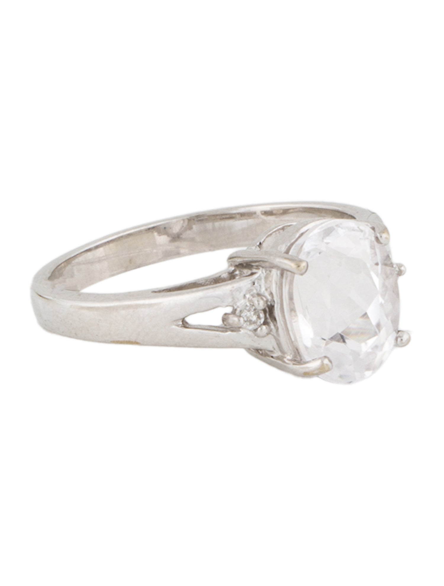 Ring 14K Spodumene & Diamond Three-Stone Ring - Rhodium-Plated 14K ...