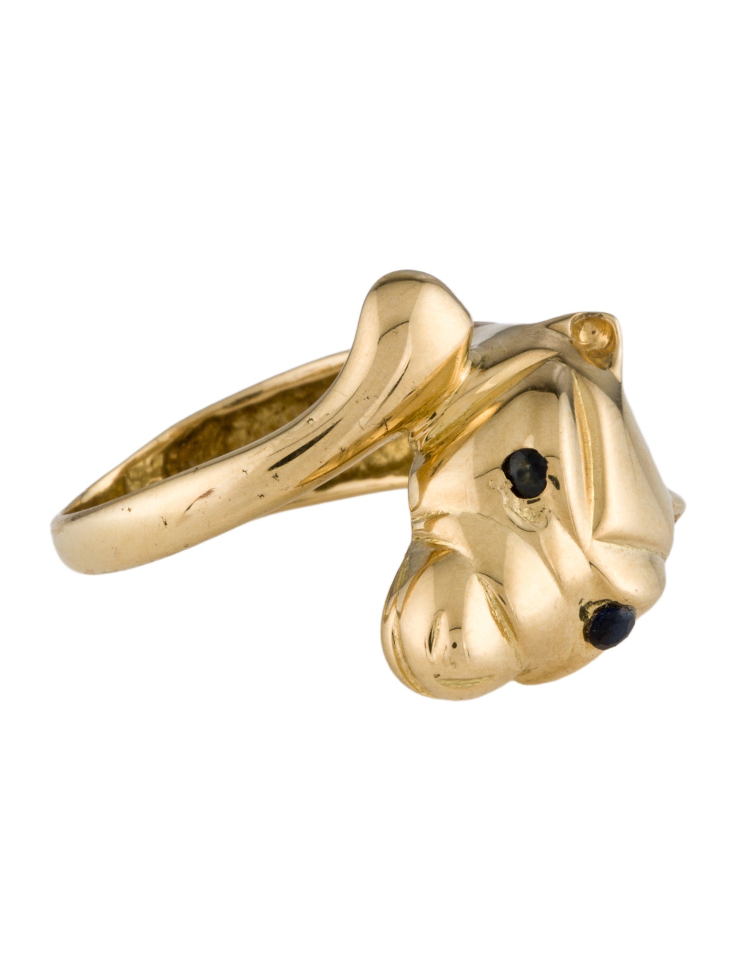 Ring 18K Sapphire Panther Ring - 18K Yellow Gold Cocktail Ring, Rings ...