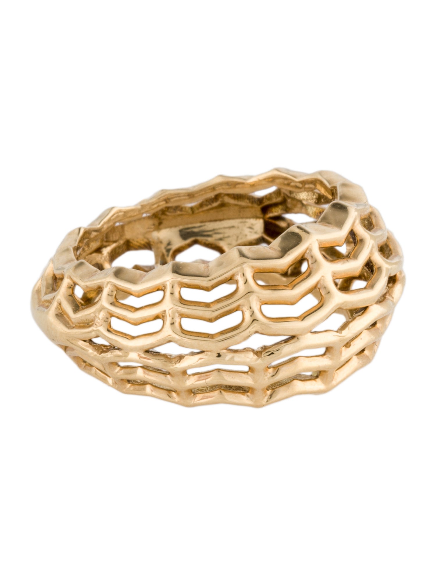 Ring Tapered Open Weave Ring - 18K Yellow Gold Band, Rings ...
