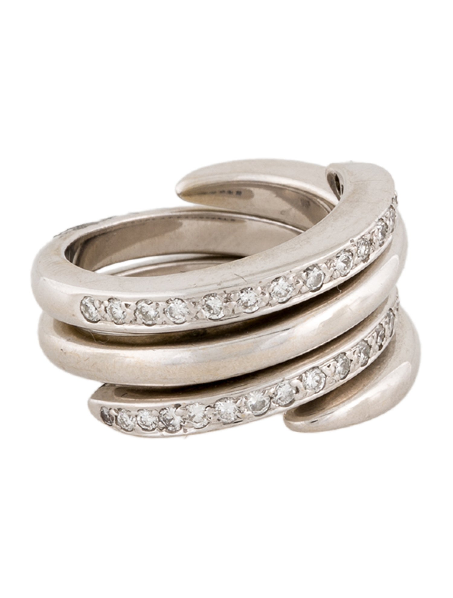 Ring 18K Diamond Interlocking Bands - 18K White Gold Band, Rings ...