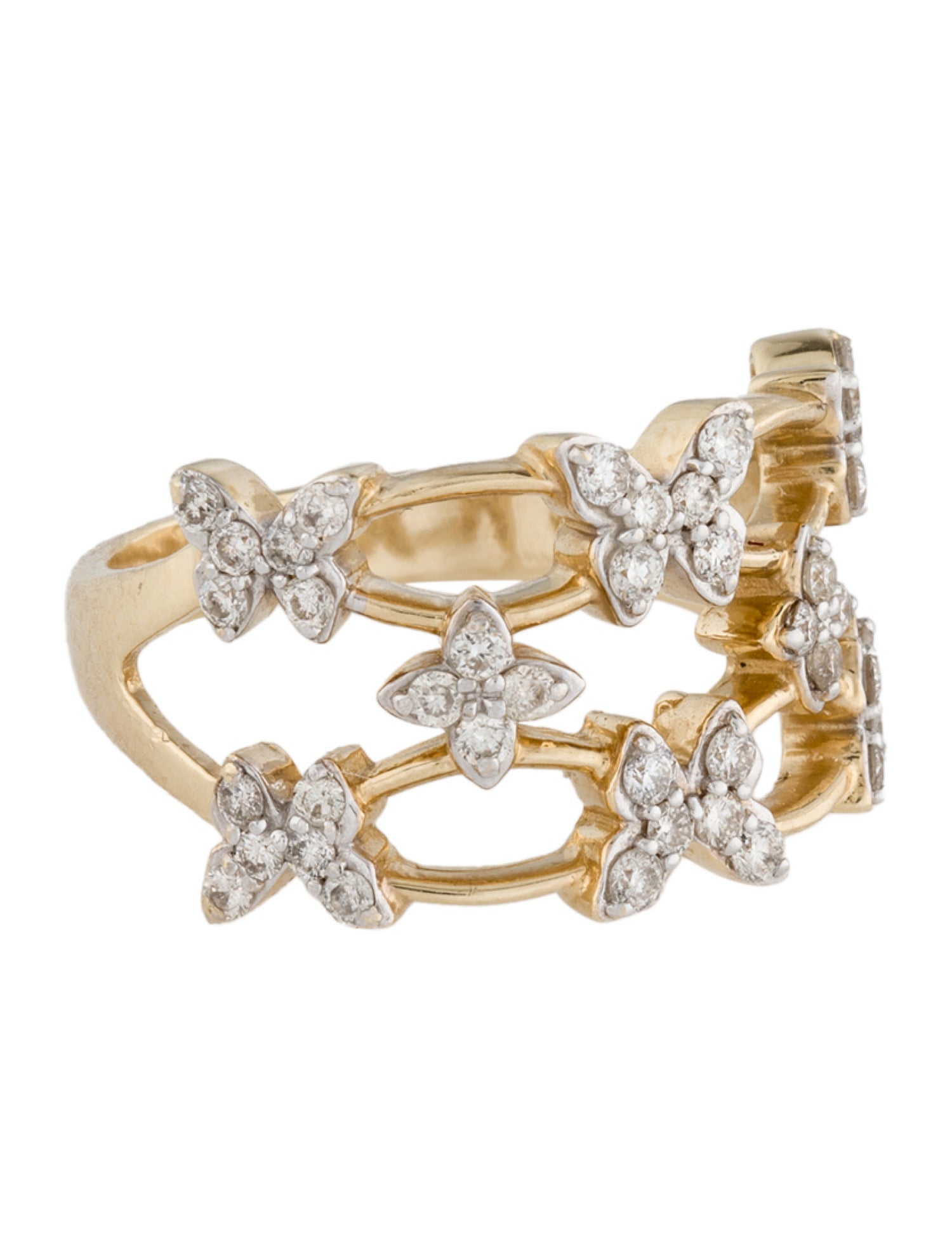 Ring 14K Diamond Butterfly Band - 14K Yellow Gold Band, Rings ...