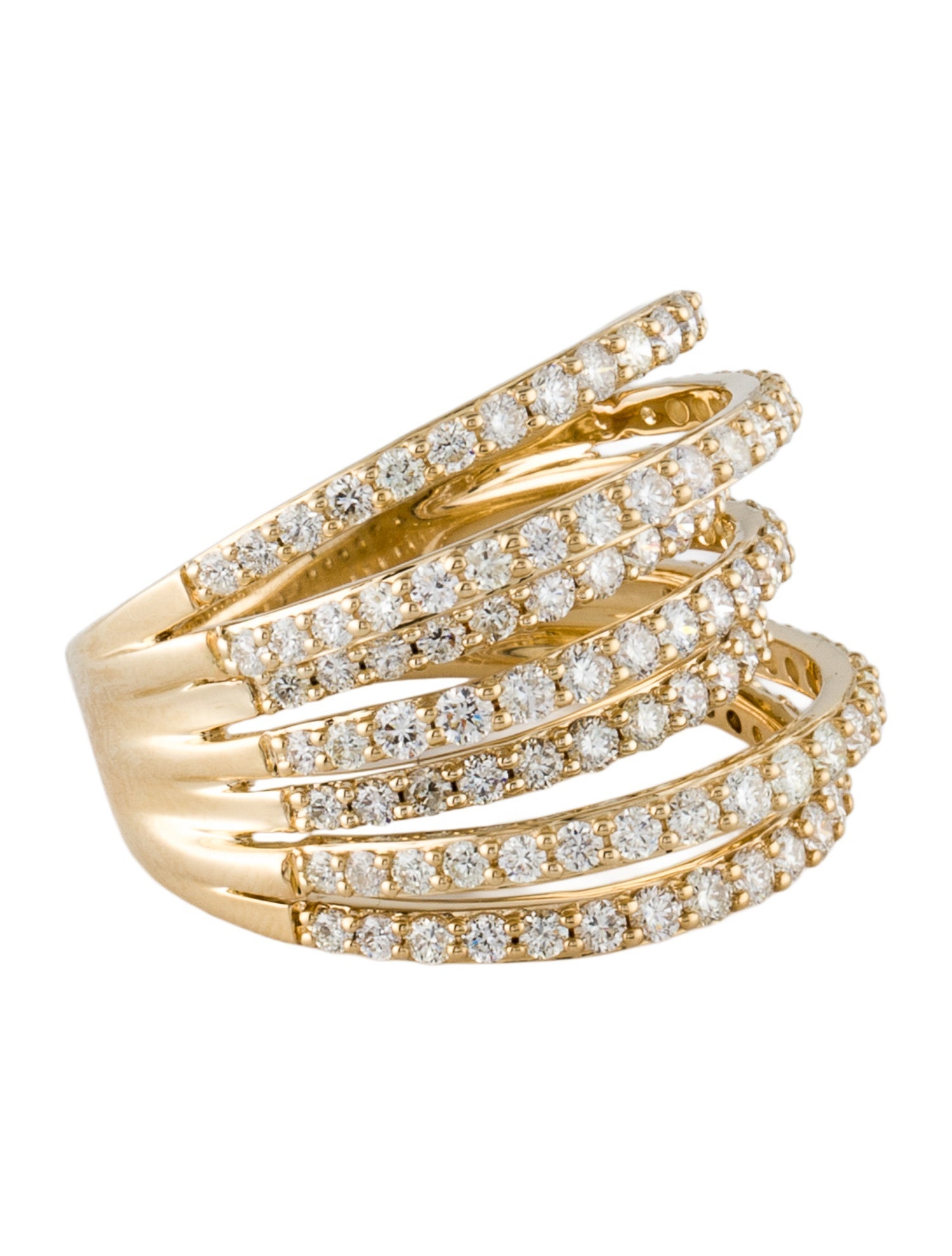 Ring 14K 2.00ctw Diamond Multi-Strand Band - 14K Yellow Gold Band ...