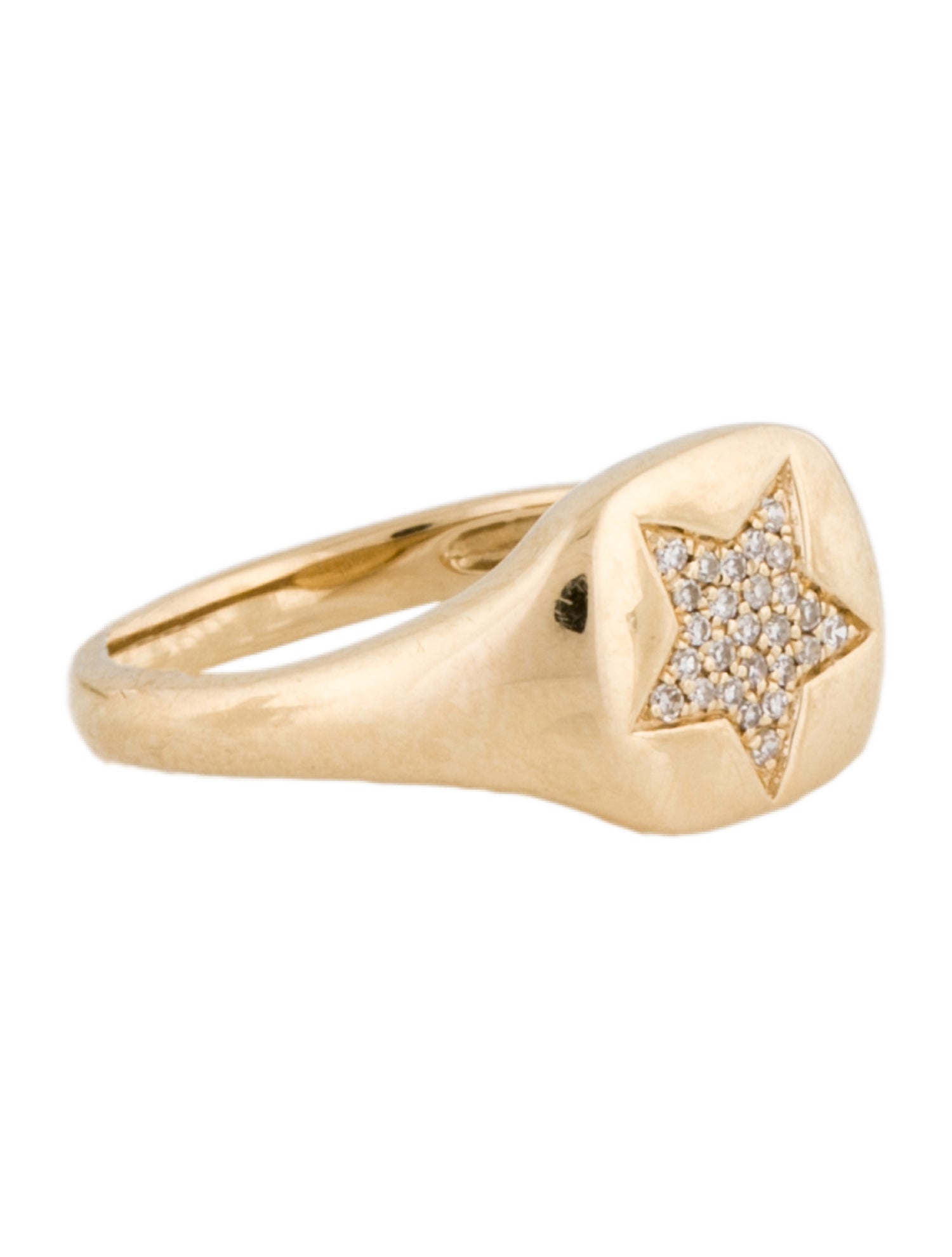 Ring 14K Diamond Star Signet - 14K Yellow Gold Signet Ring, Rings ...