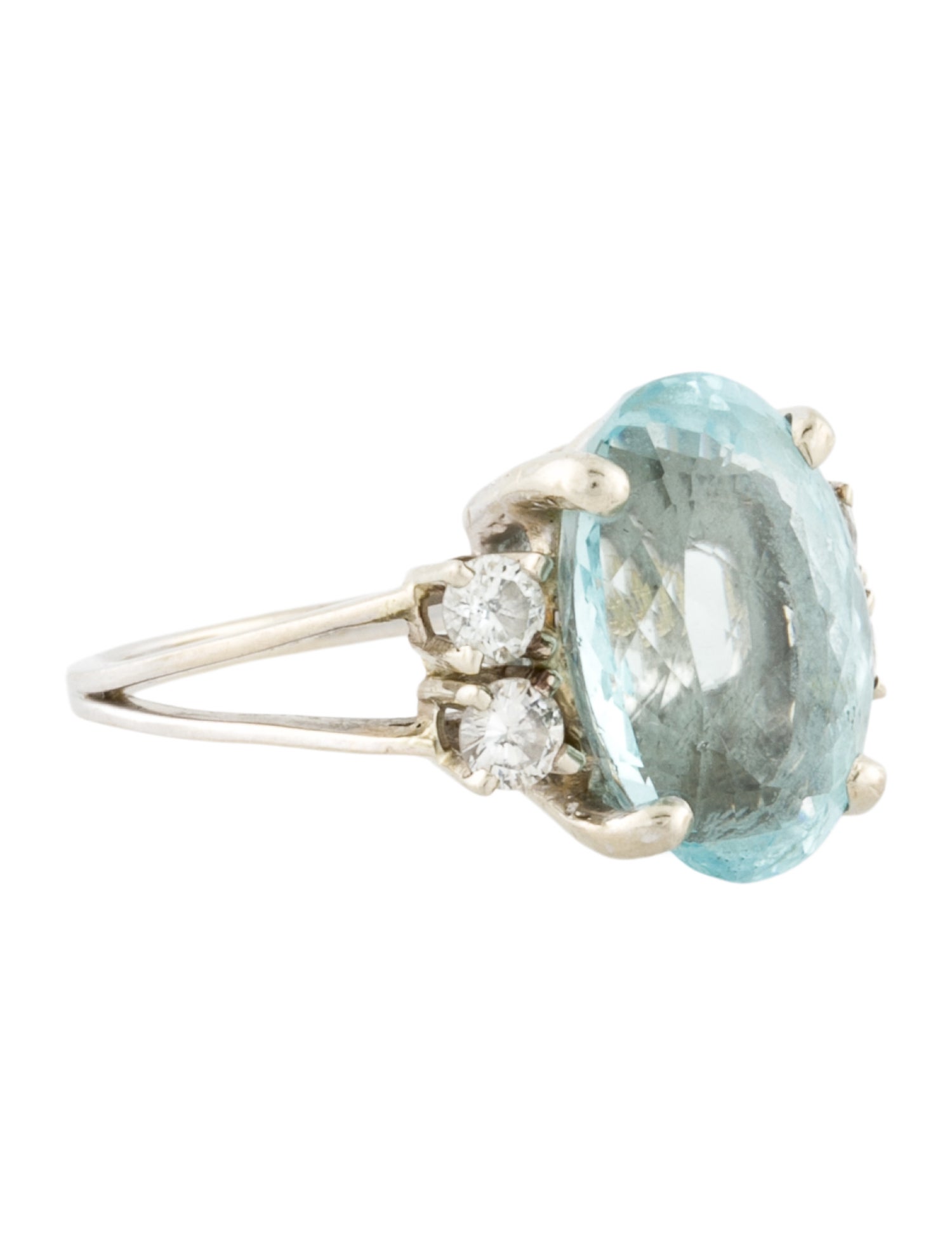 Ring 14K 6.83ct Aquamarine & Diamond Cocktail Ring - Cocktail Ring ...