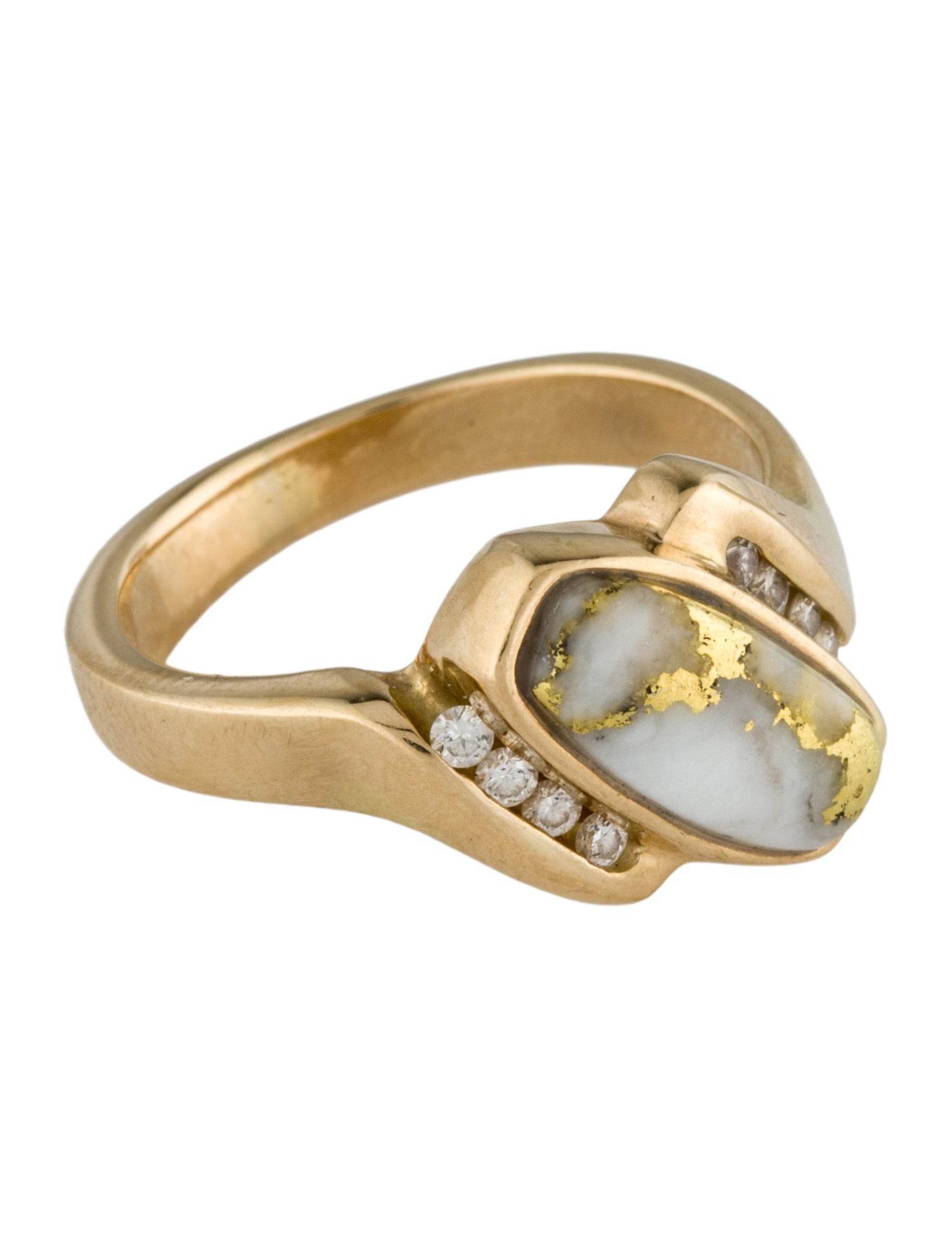 Ring 14k Diamond & Gold in Quartz Cocktail Ring - 14K Yellow Gold ...