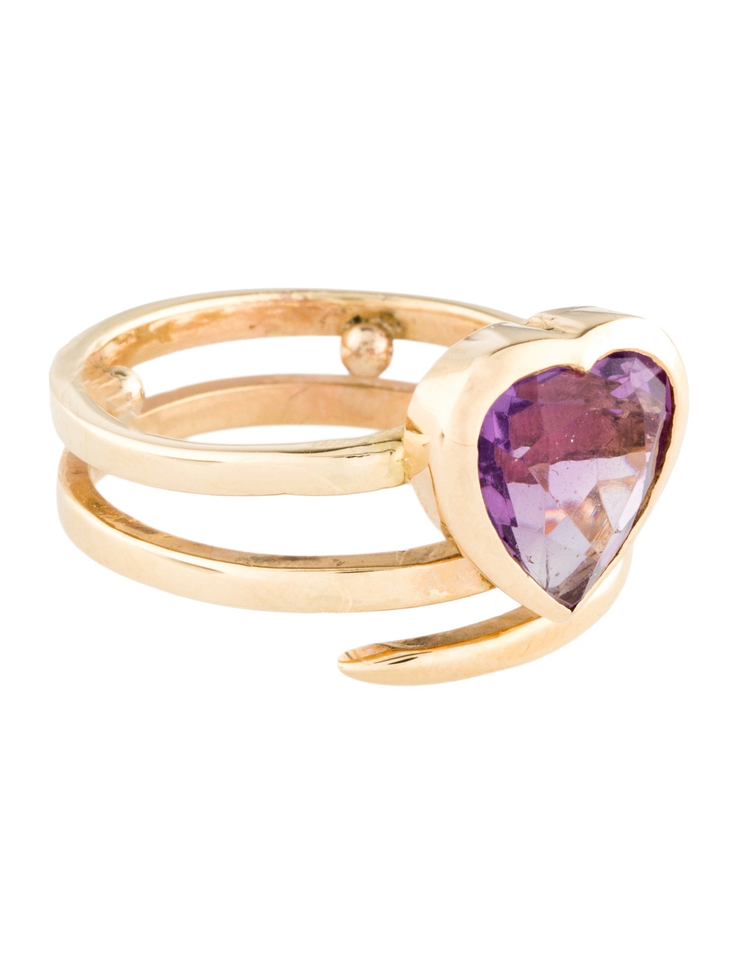 Ring 14K 2.95ct Amethyst Heart Coil Cocktail Ring - 14K Yellow Gold ...