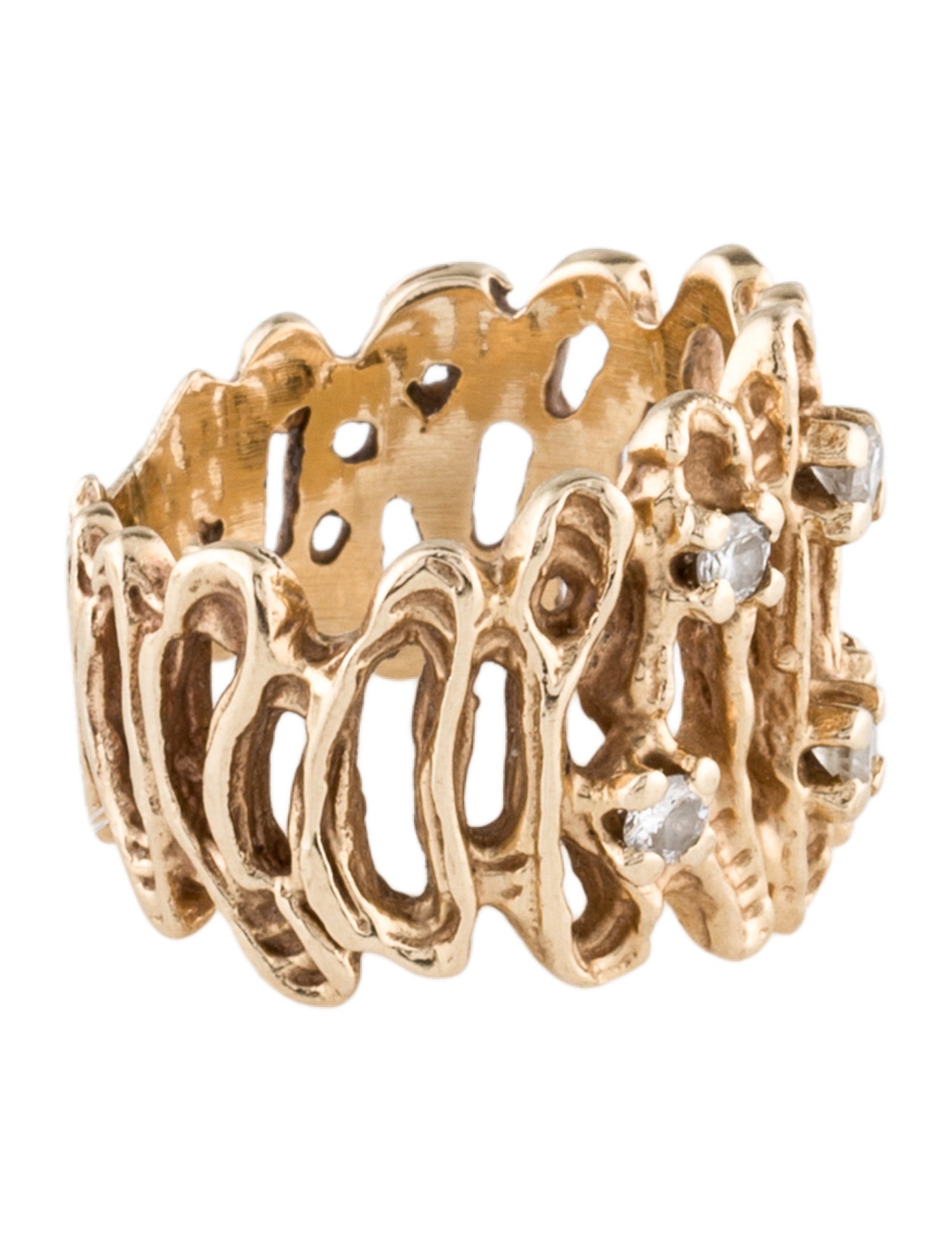 Ring Bernard K. Passman Coral and Diamond Riverwalk Ring - 18K White ...