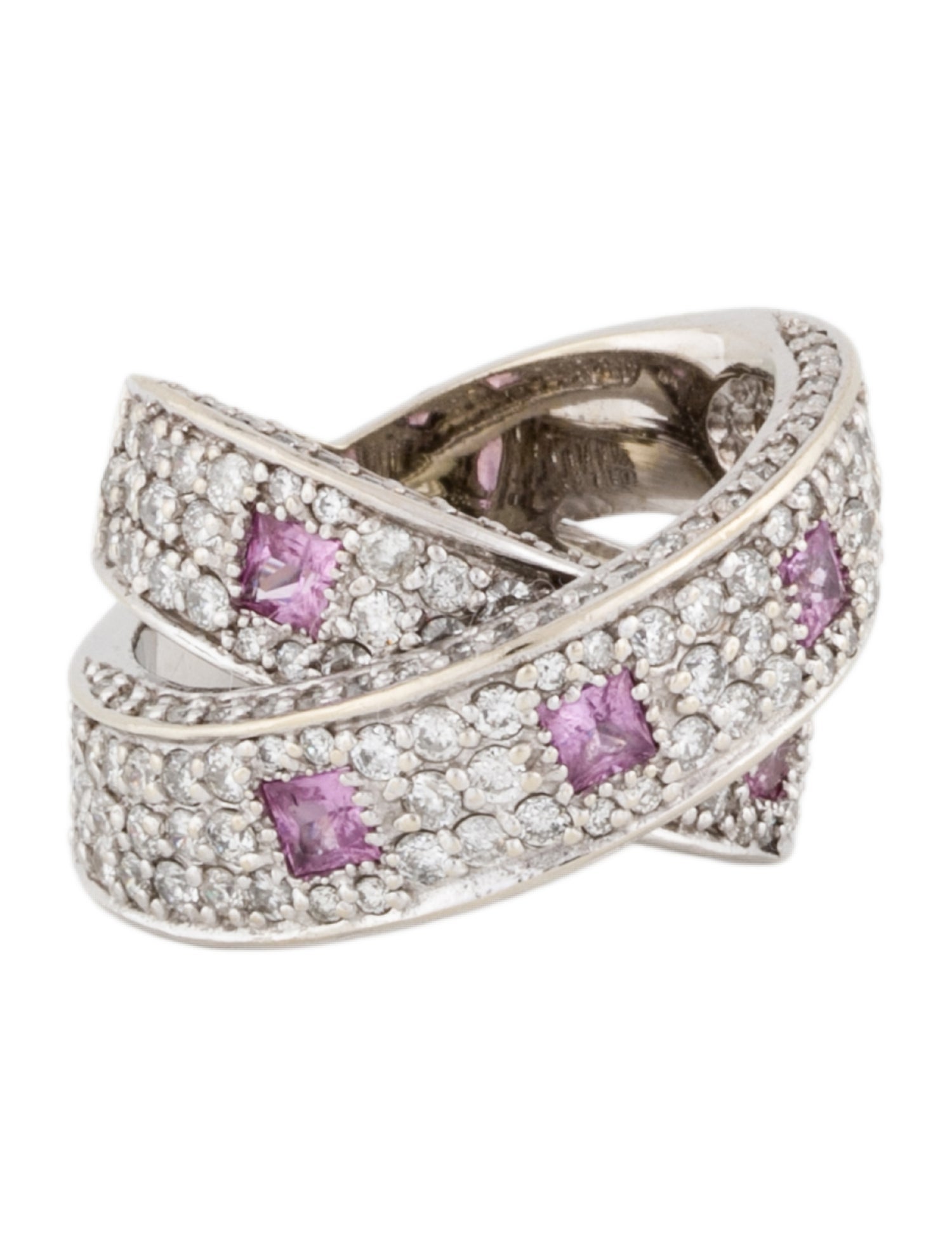 Ring 14K 1.00ctw Pink Sapphire & Diamond Overlapping Ring - Cocktail Ring, Rings - RRING335305 ...