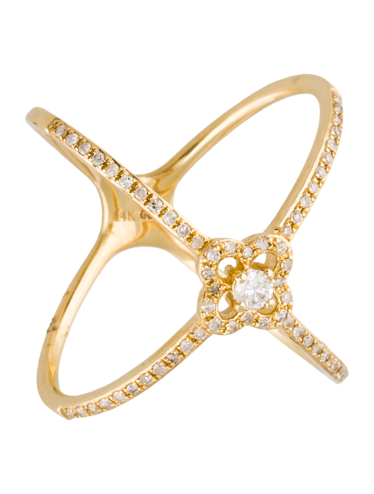 Ring 14K Diamond Quatrefoil X Ring - Rings - RRING35156 | The RealReal
