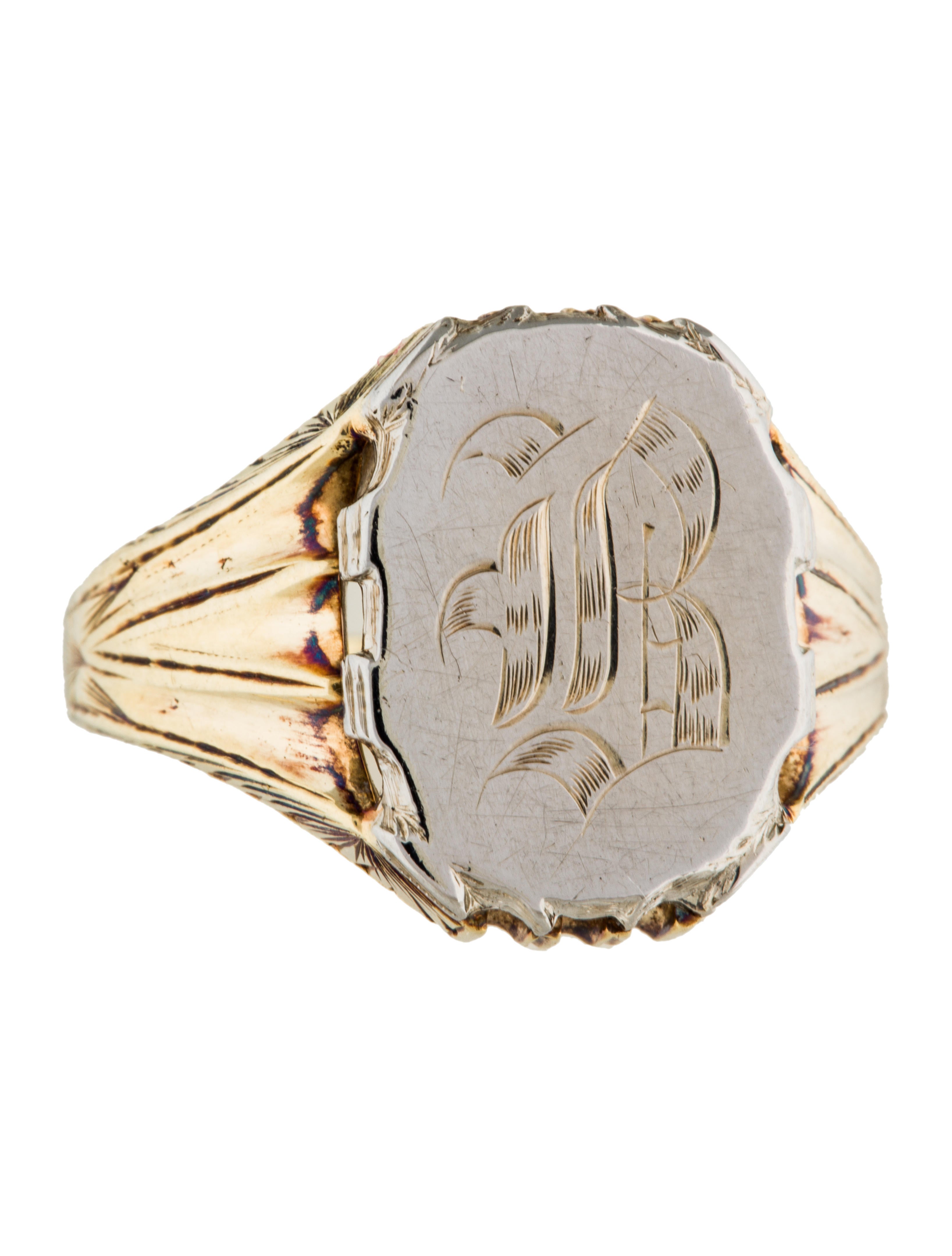 Ring Victorian Signet Ring - 14K Yellow Gold Signet Ring, Rings ...