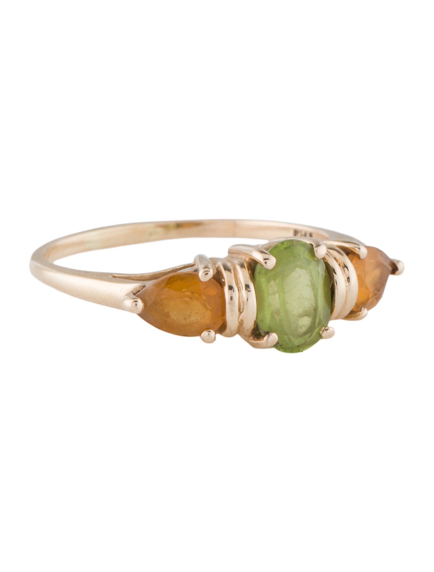Ring 14K Peridot & Citrine Three-Stone Ring - Cocktail Ring, Rings ...