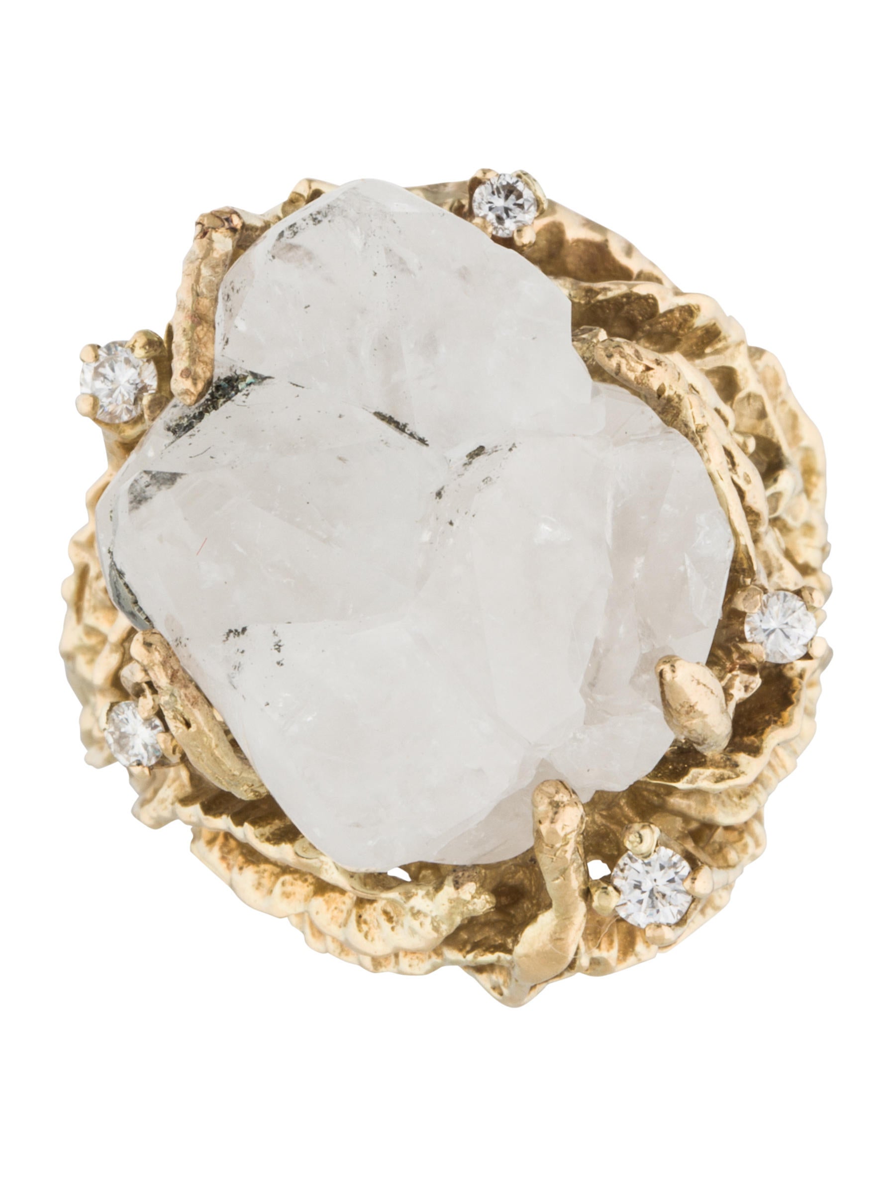 14K Rock Crystal Quartz & Diamond Ring - Rings - RRING38059 | The RealReal