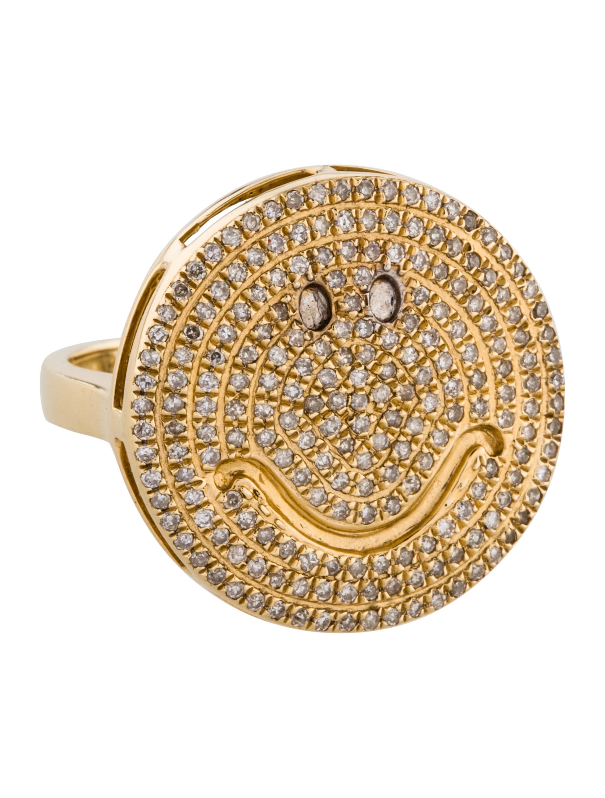 Ring 14K Diamond Smiley Face Ring - Rings - RRING38726 | The RealReal