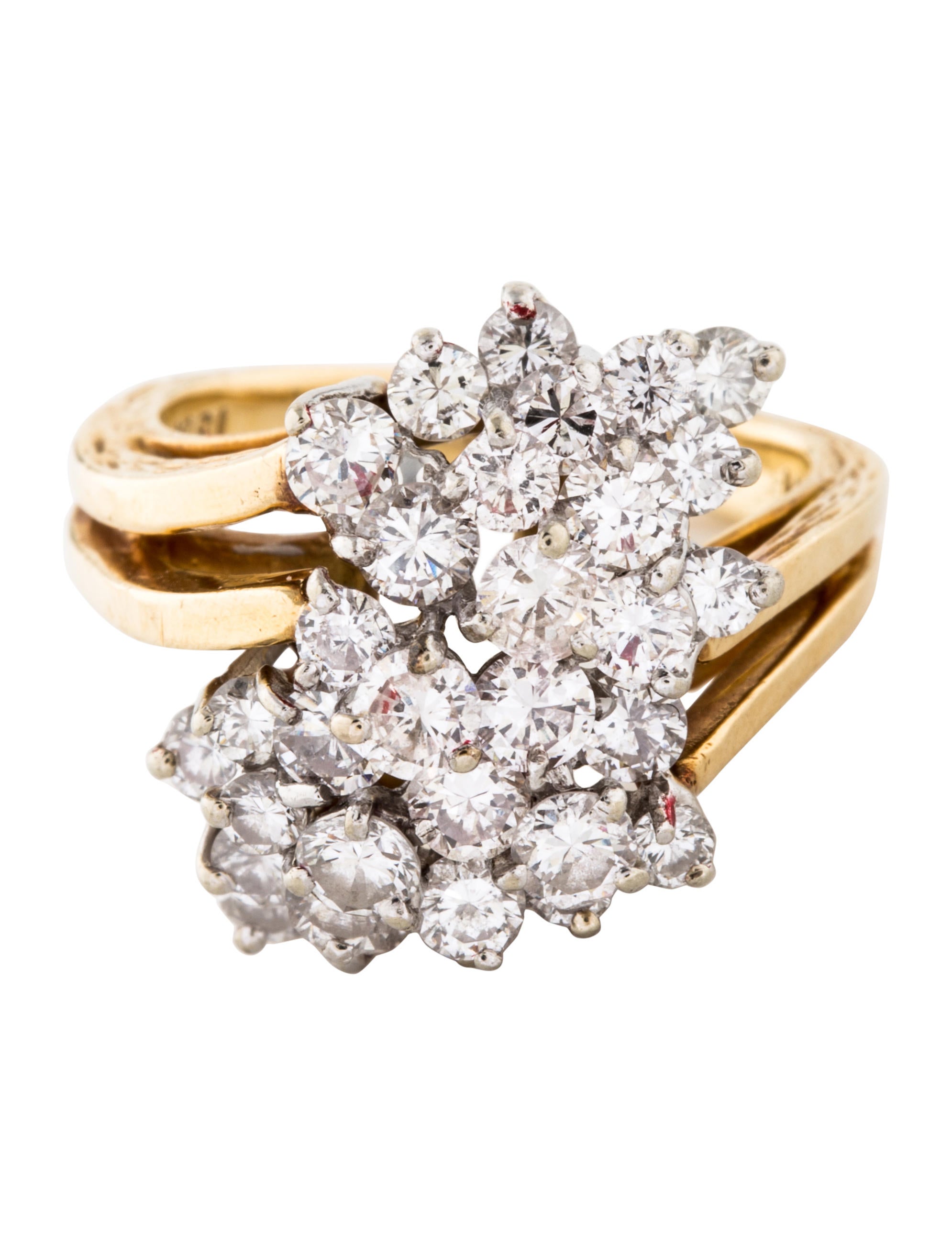 Ring 18K Diamond Cluster Cocktail Ring - Rings - RRING42178 | The RealReal